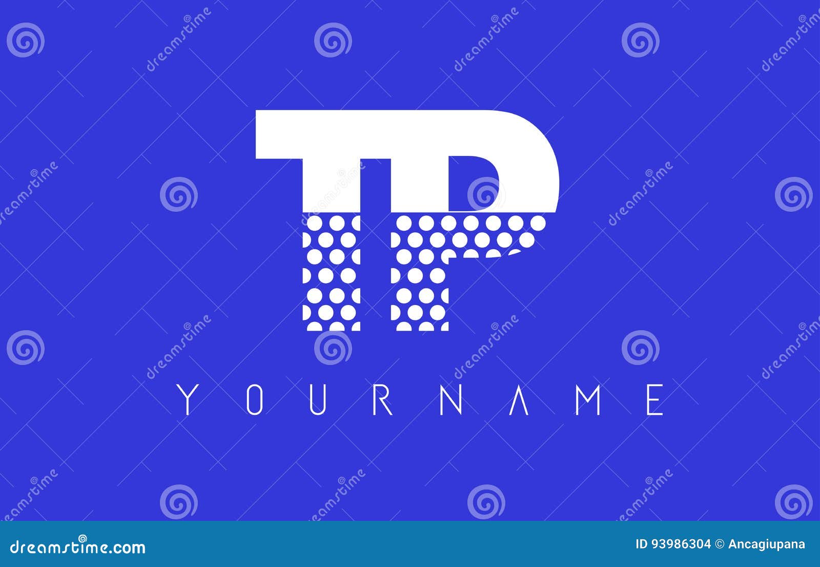 TP T P Dotted Letter Logo Design with Blue Background. Stock Vector ...