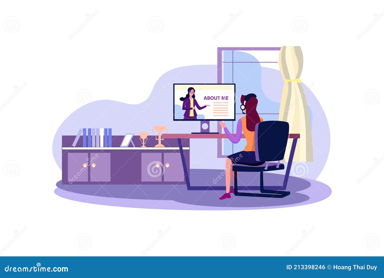 Job Interview Illustration Concept on White Background Stock Vector ...