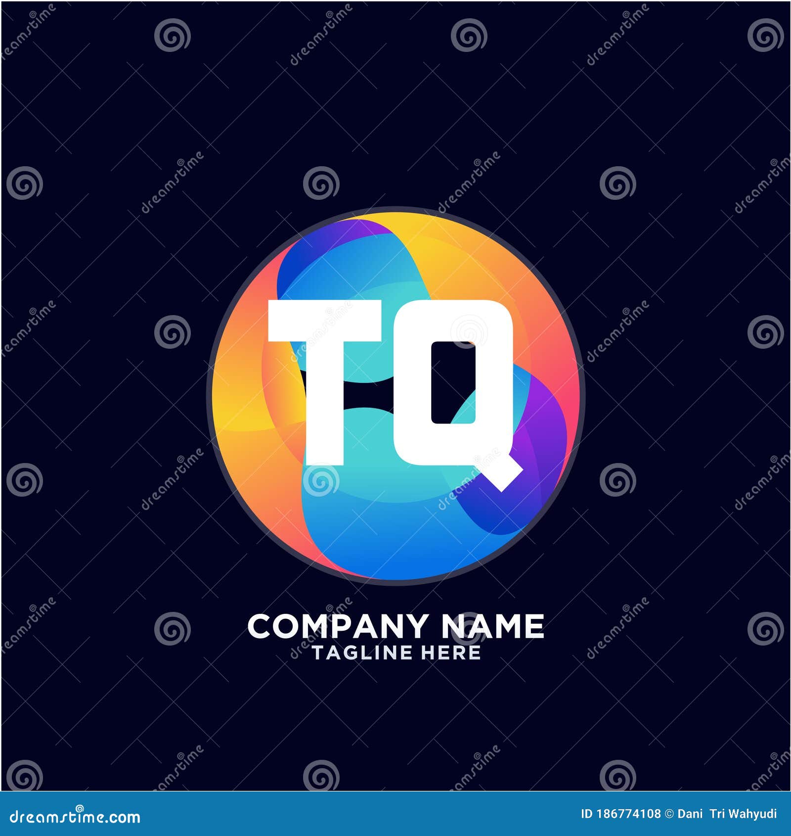 TQ Initial Logo with Colorful Circle Template Vector Stock Vector ...