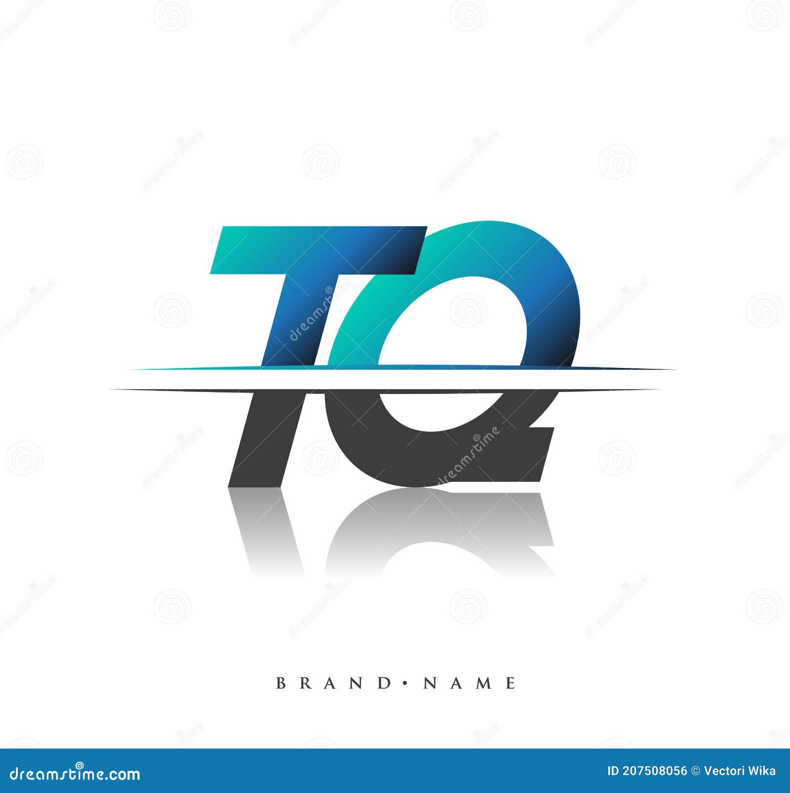 TQ Initial Logo Company Name Colored Black and Blue, Simple and Modern ...