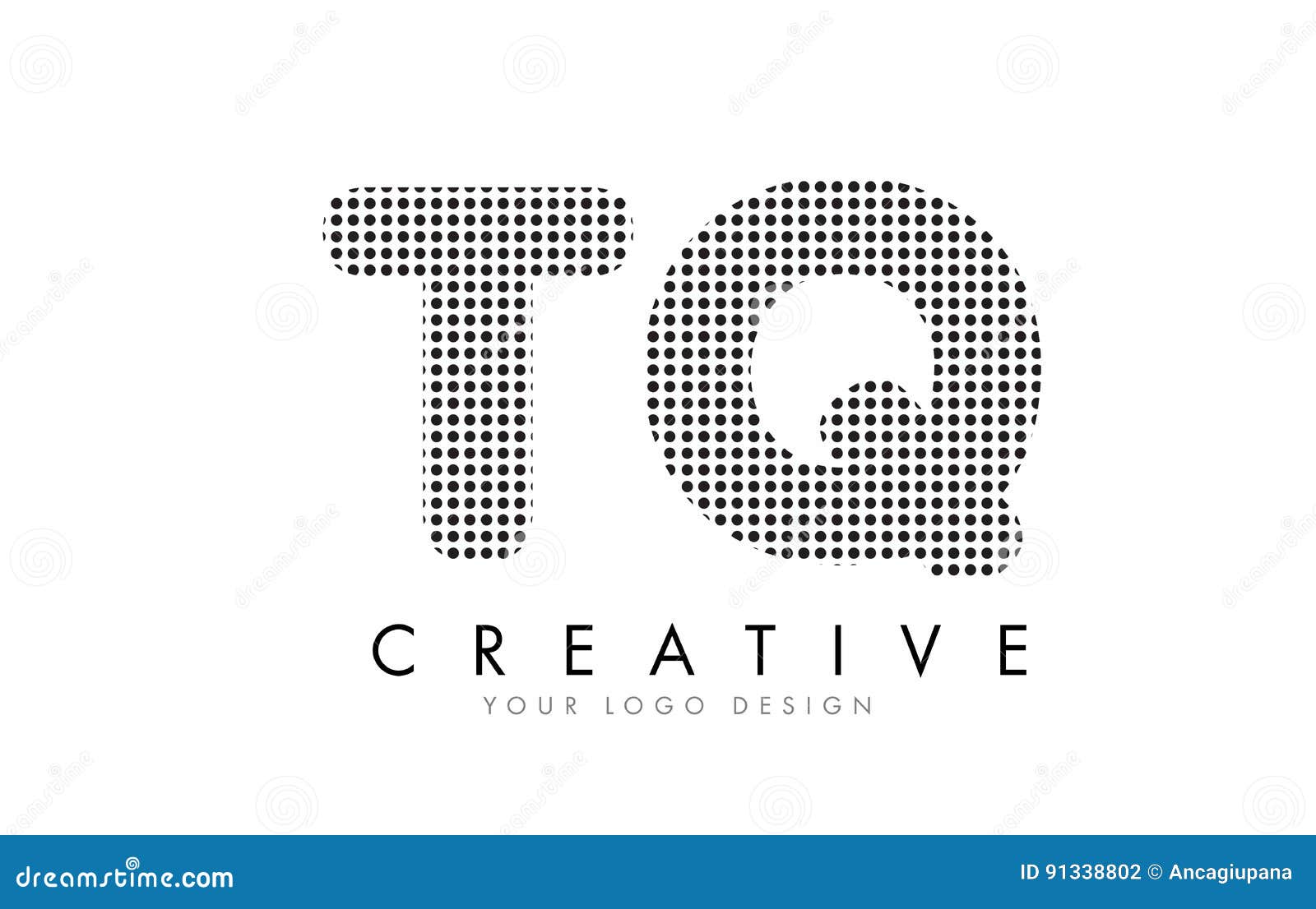 TQ T Q Letter Logo with Black Dots and Trails. Stock Vector ...