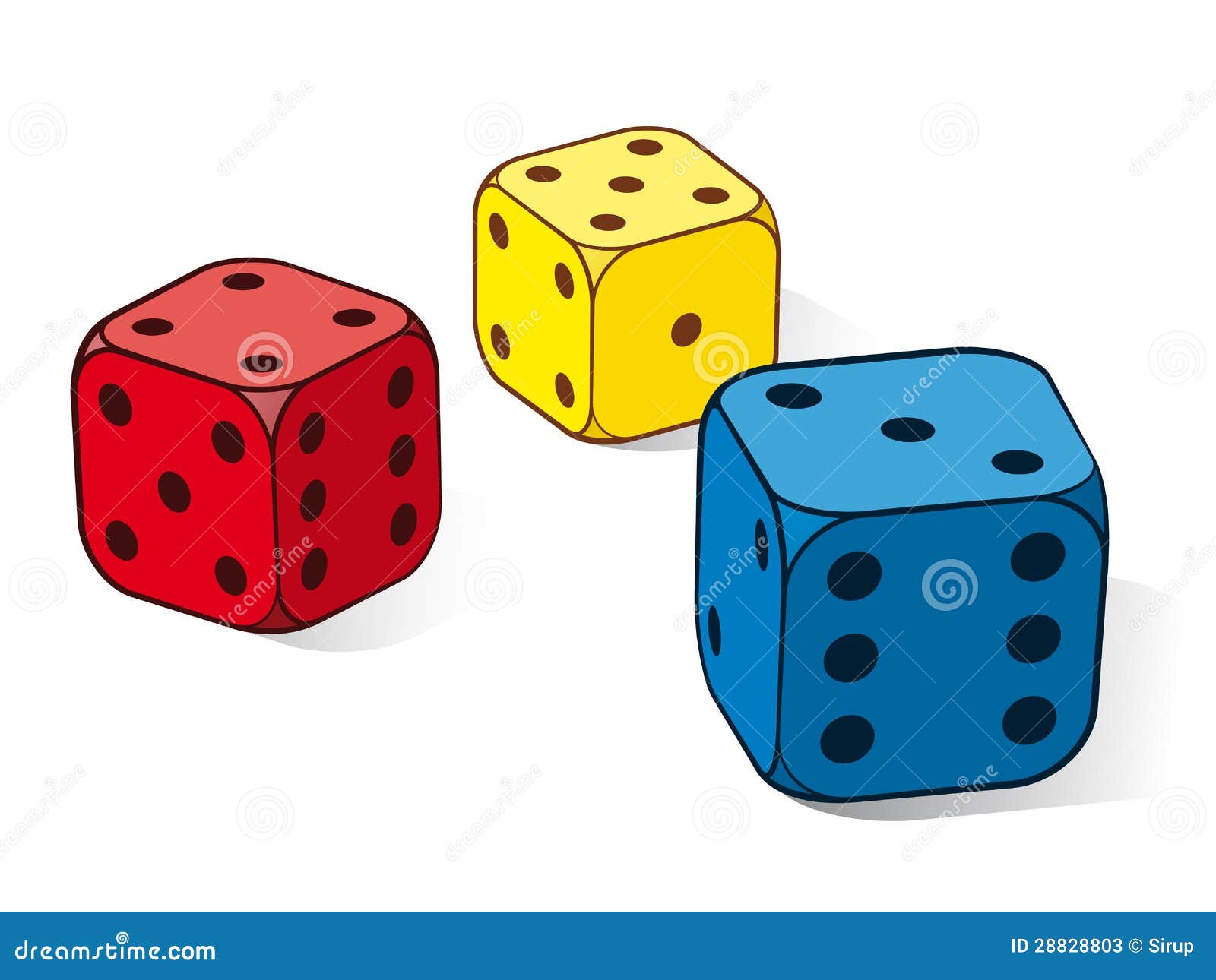 Três dados coloridos ilustração do vetor. Ilustração de lance - 28828803