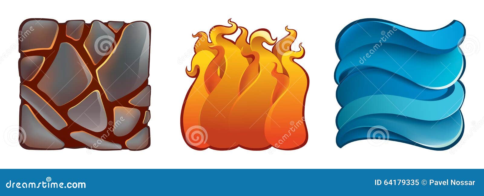 Três Elementos Dos ícones Da Natureza Ilustração do Vetor - Ilustração ...