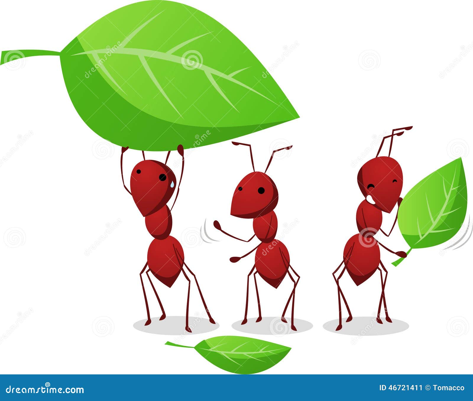 Três Formigas Que Trabalham E Que Levam As Folhas Ao Formigueiro ...