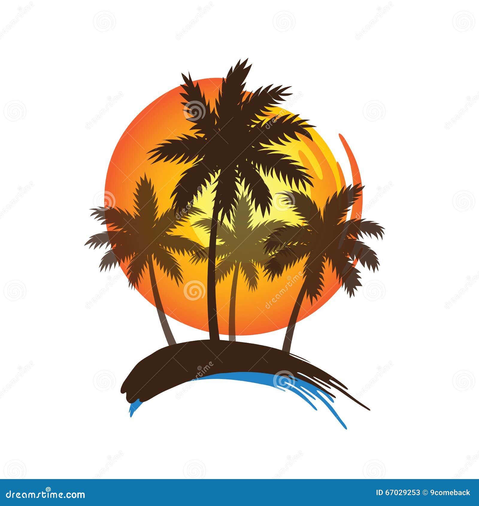 Três palmas ilustração do vetor. Ilustração de sombra - 67029253