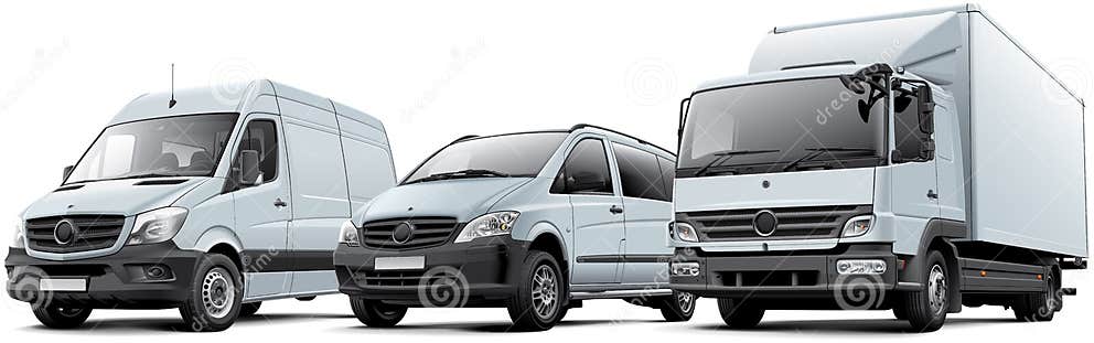 Três veículos comerciais ilustração stock. Ilustração de bens - 96110106