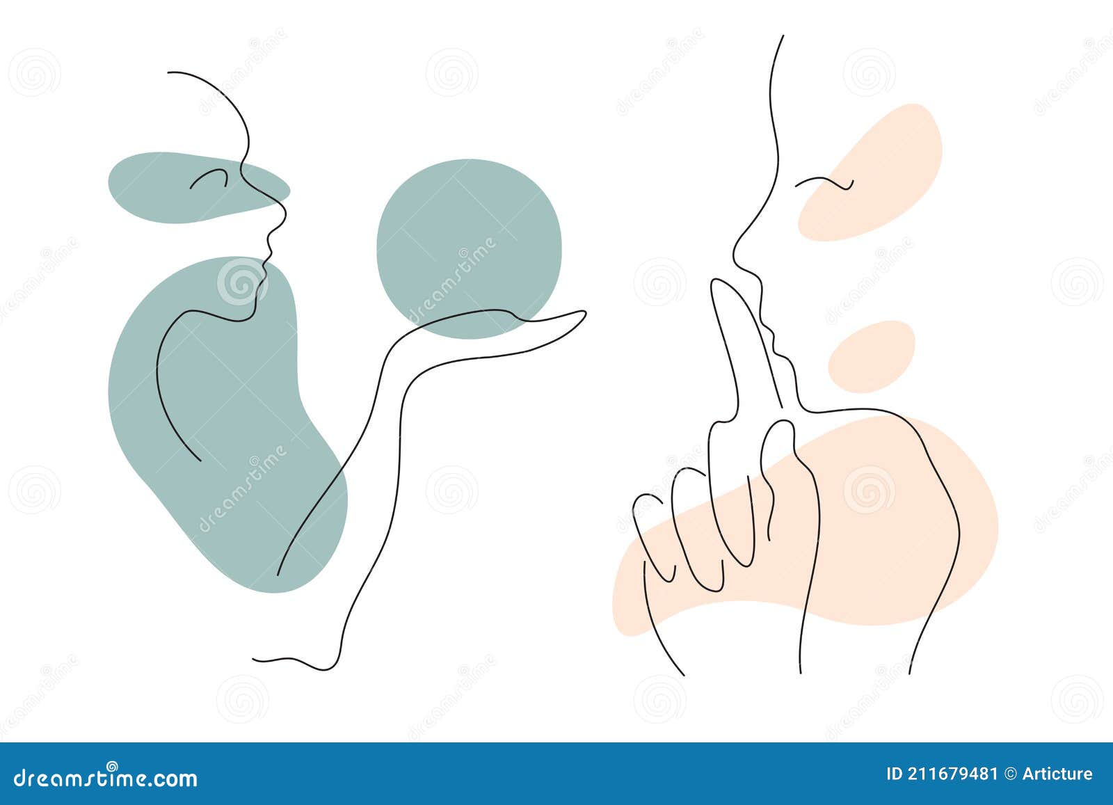 Artistic Simple Portrait Silhouette of Girls Whispering and Showing ...