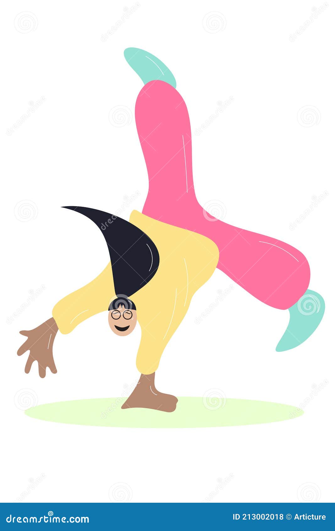 Cute Disproportionate Flat and Simple Illustration of a Girl Cartoon ...