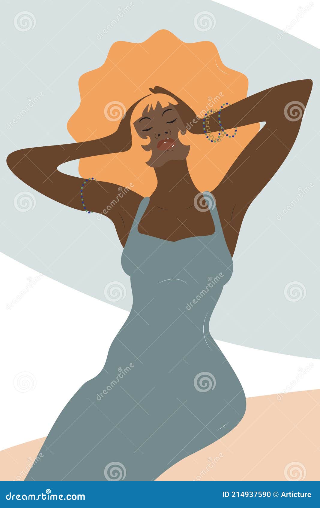 Tanned Lady In A Hat Vector Illustration | CartoonDealer.com #84794848