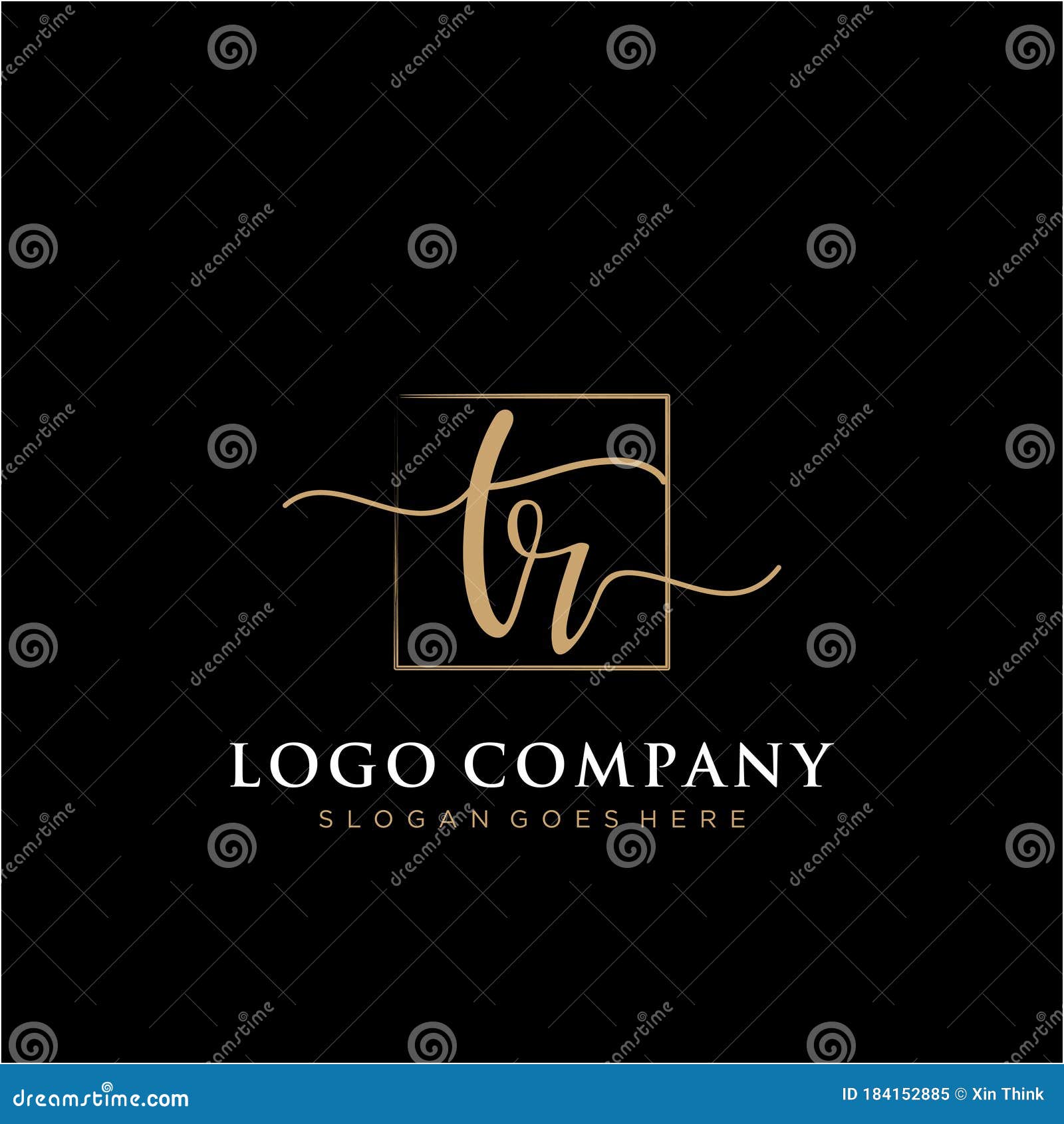 TR Initial Handwriting Logo with Rectangle Template Vector Stock Vector ...