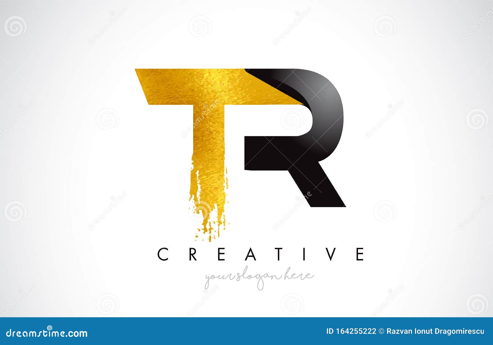 TR Letter Design with Brush Stroke and Modern 3D Look Stock Vector ...