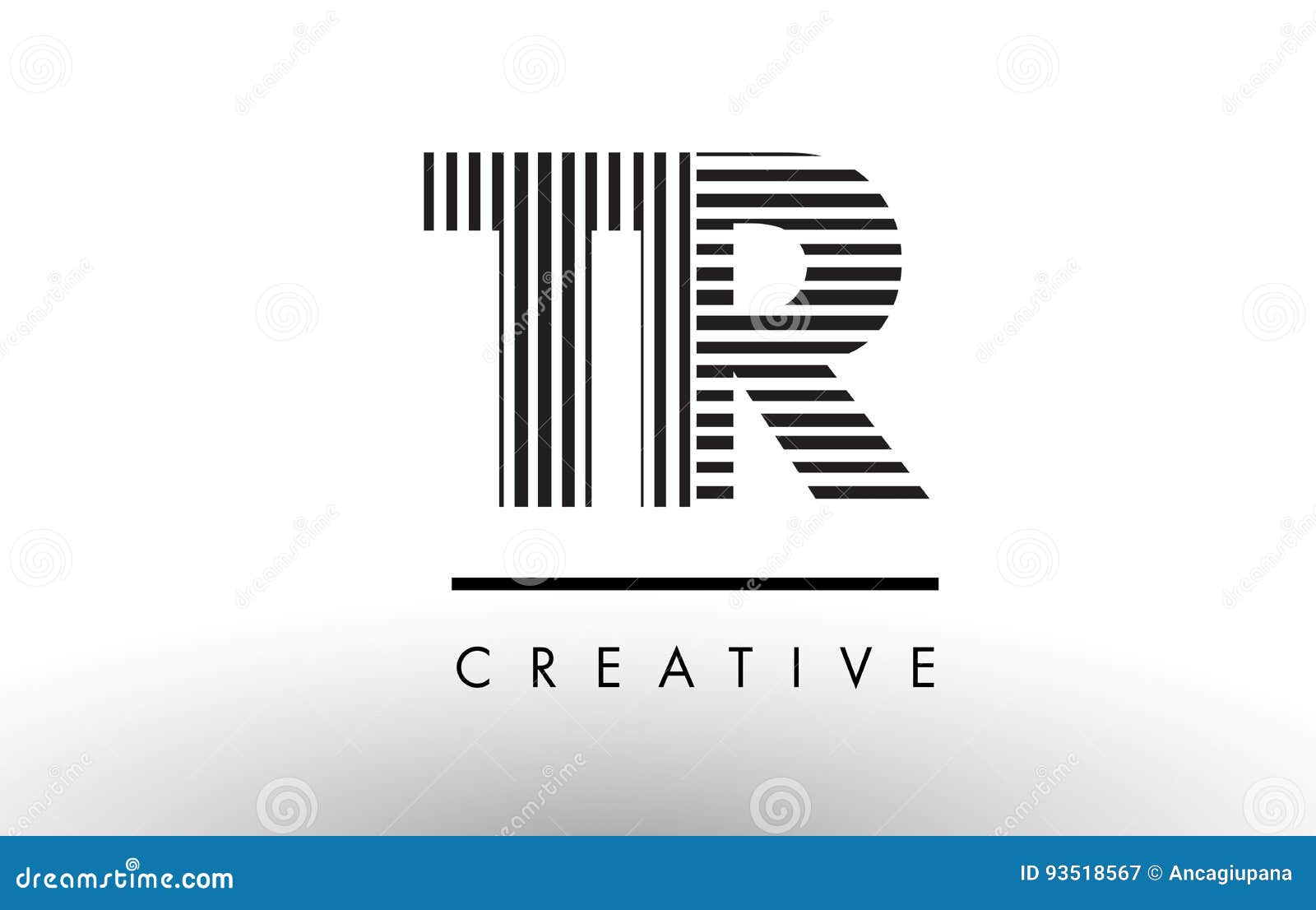 TR T R Black and White Lines Letter Logo Design. Stock Vector ...