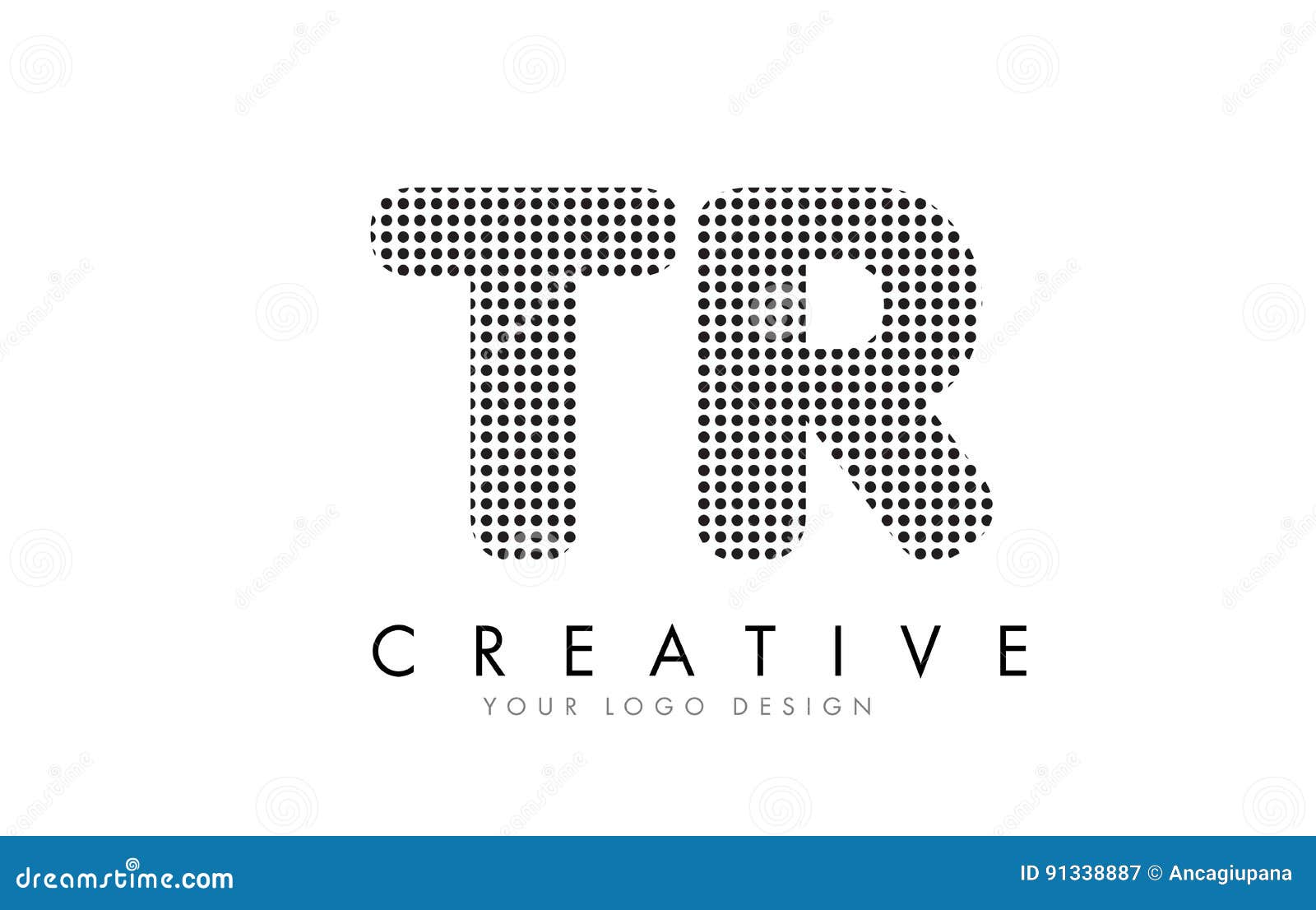 TR T R Letter Logo with Black Dots and Trails. Stock Vector ...