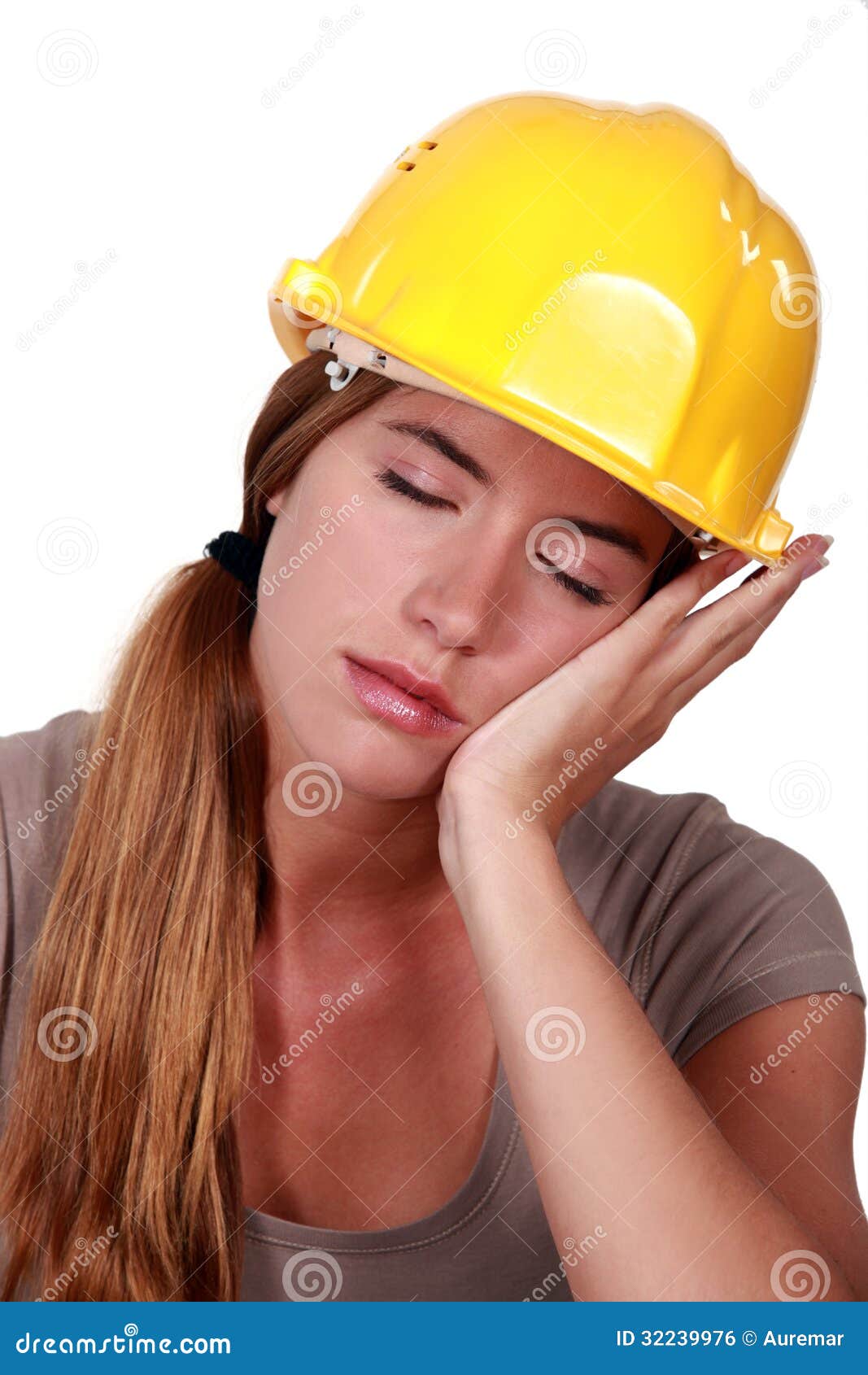 Trabajador De Construcción Cansado Foto de archivo - Imagen de mujer ...