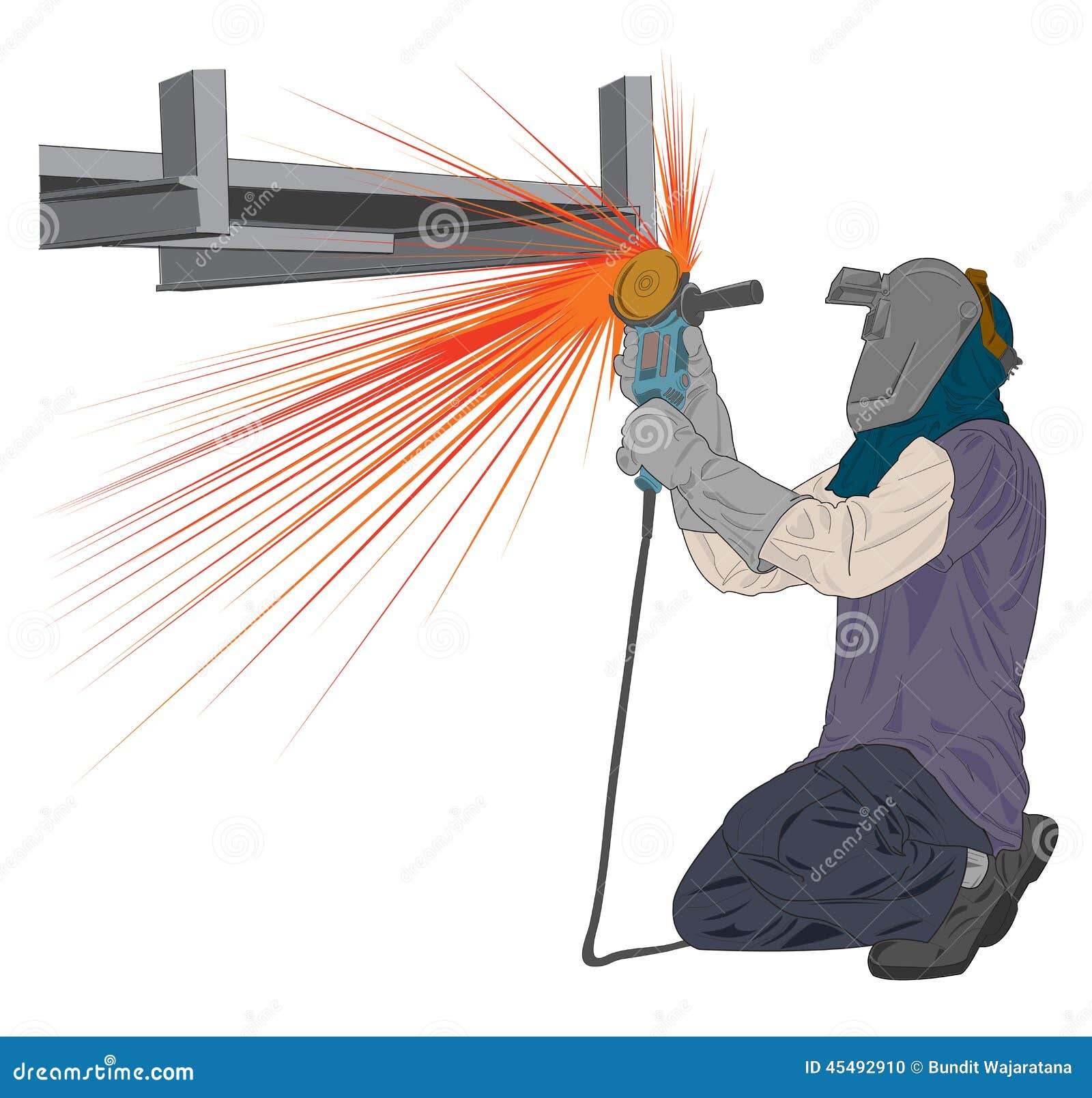 Trabajador de la amoladora stock de ilustración. Ilustración de ...