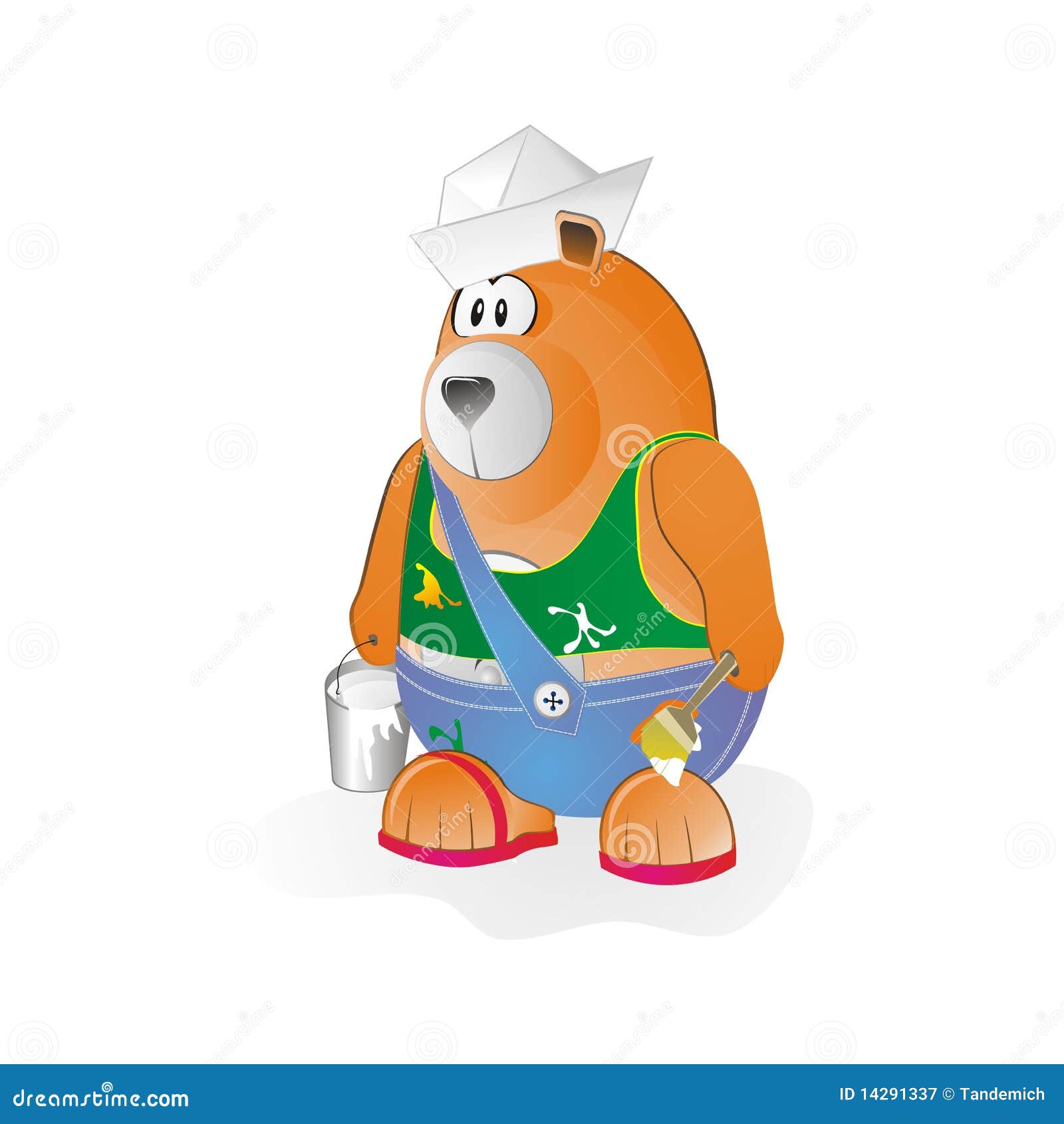 Trabajador Del Oso Con El Cepillo Stock de ilustración - Ilustración de ...