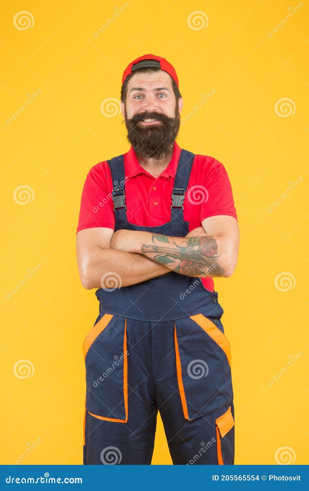 Trabajador Maduro Con Barba Usando Uniforme Foto de archivo - Imagen de ...