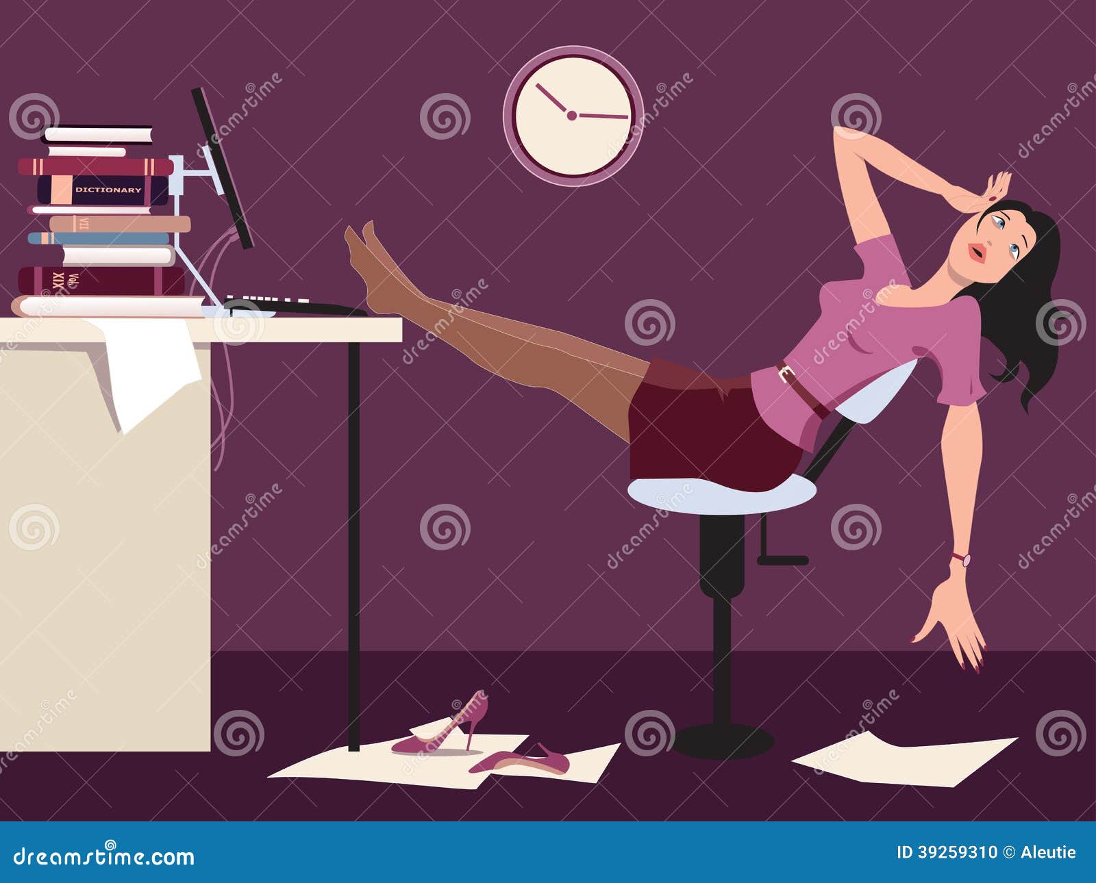 Trabajo atrasado y cansado ilustración del vector. Ilustración de ...