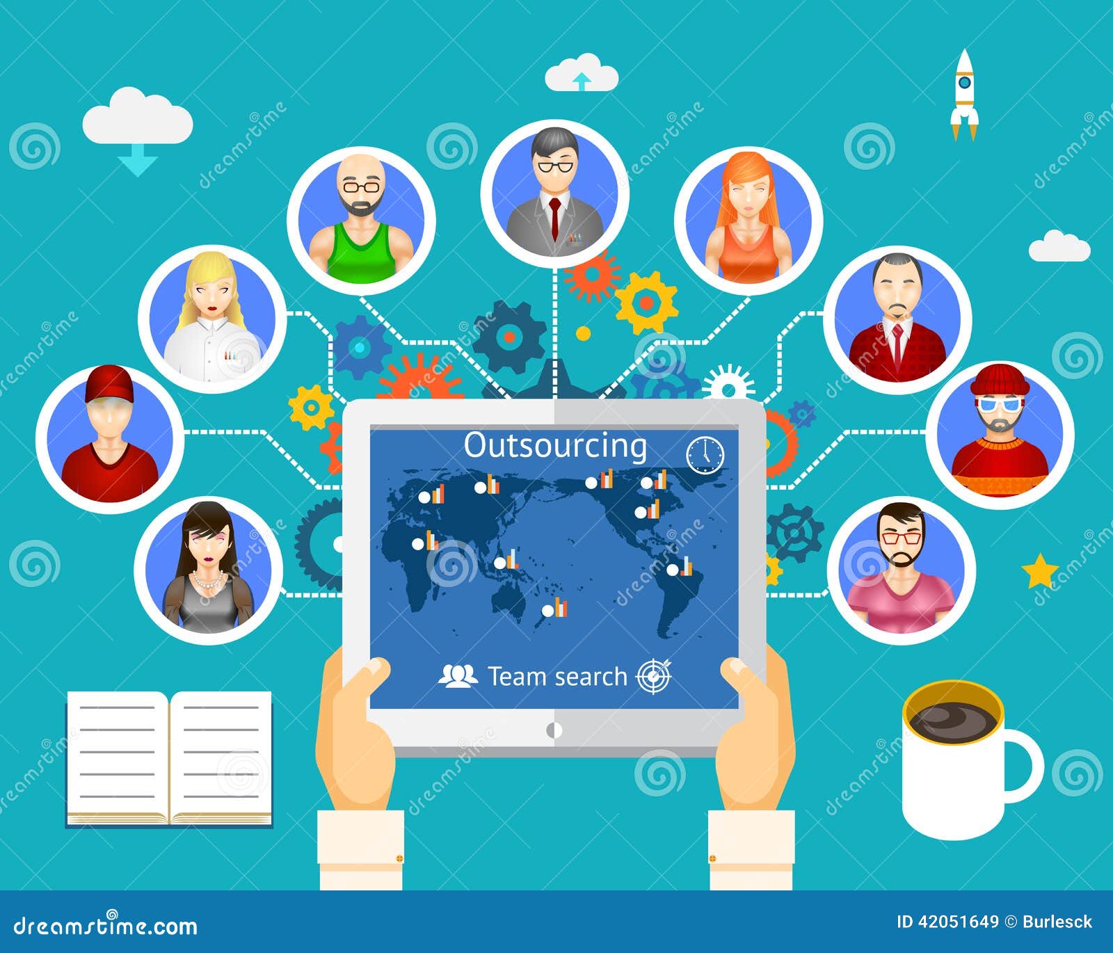 Trabajo de externalización ilustración del vector. Ilustración de ...