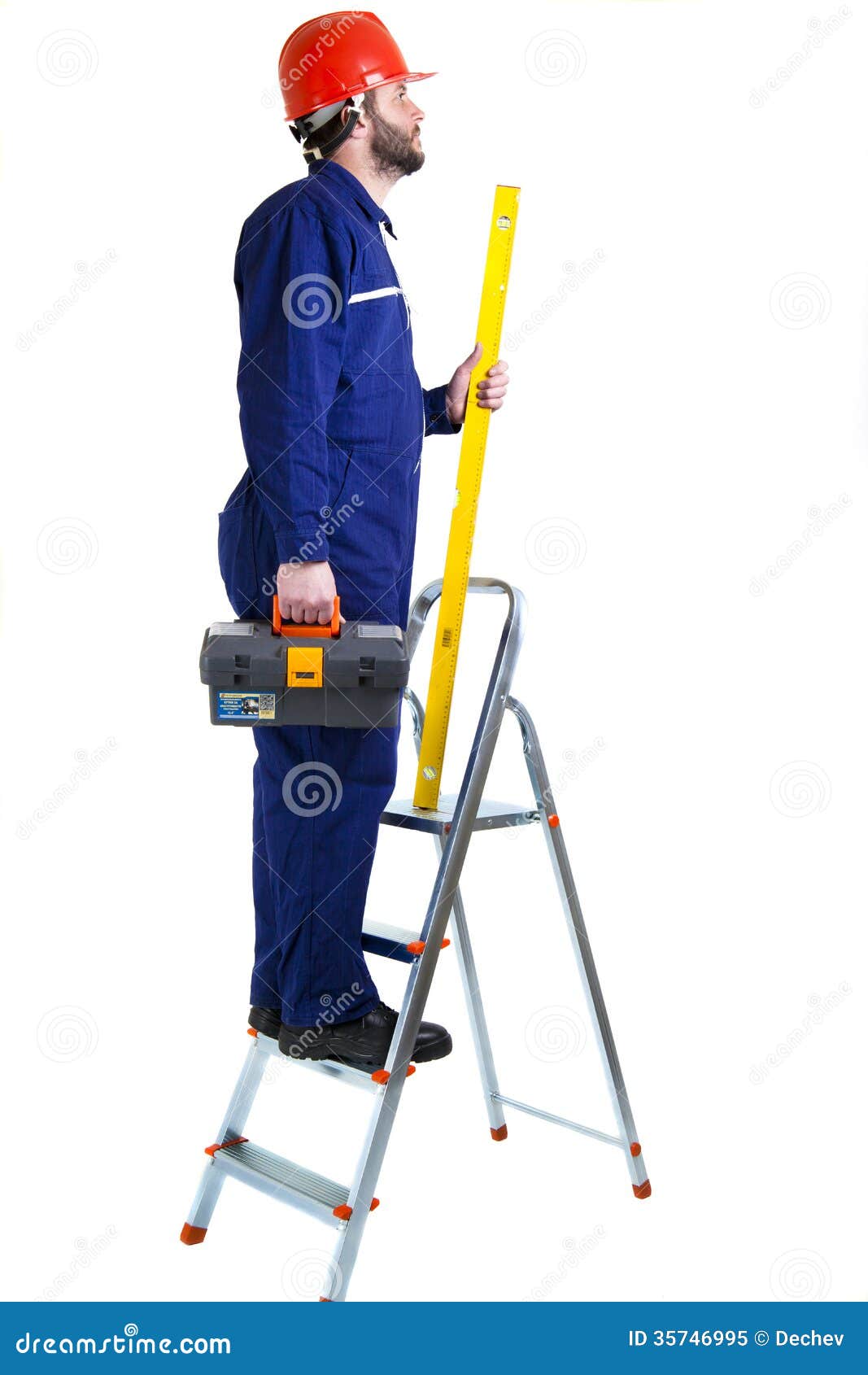 Trabalhador Do Homem Na Escada Imagem de Stock - Imagem de reparo ...