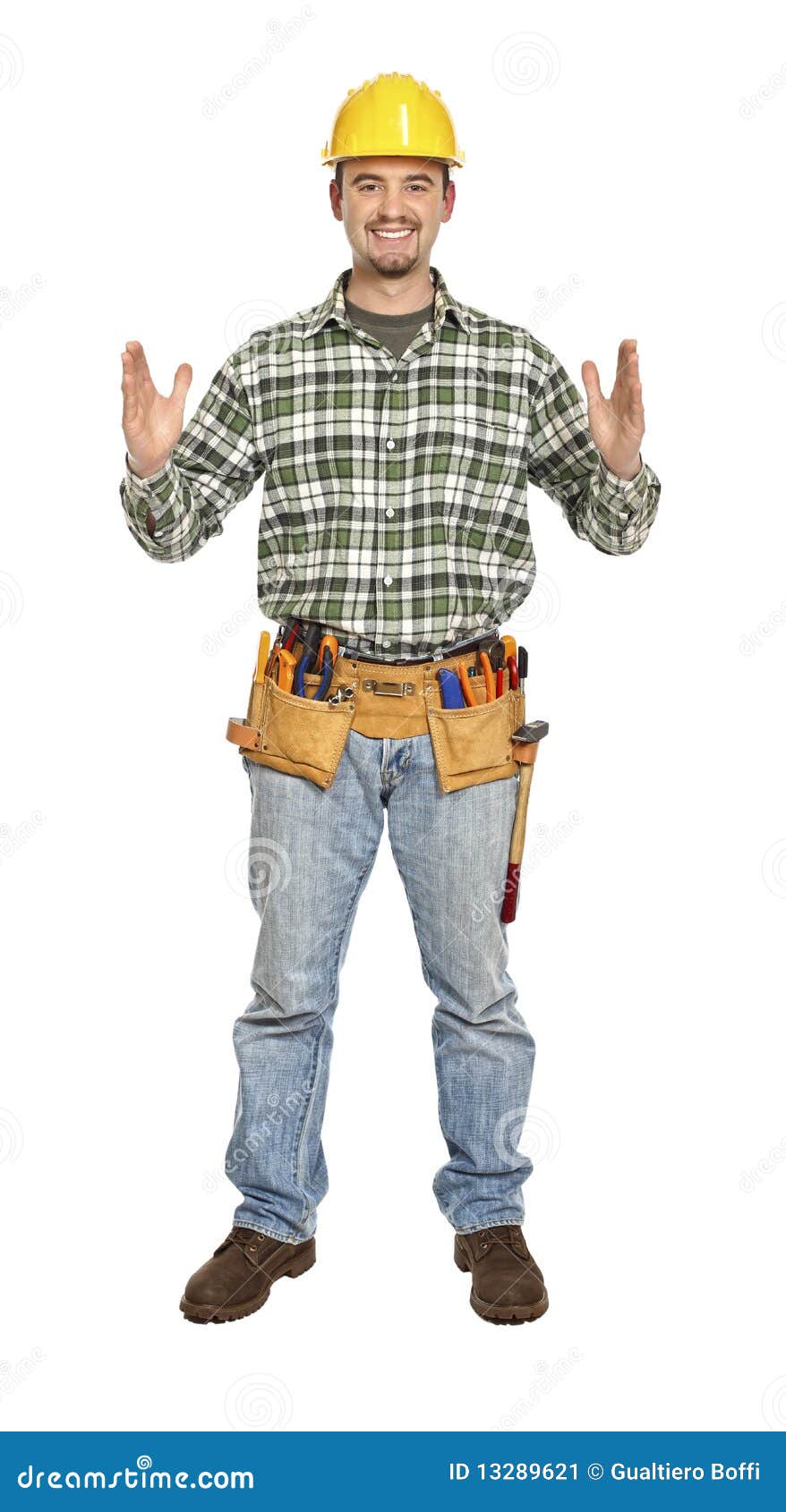 Trabalhador Manual Em Mostrar O Pose Imagem de Stock - Imagem de fundo ...