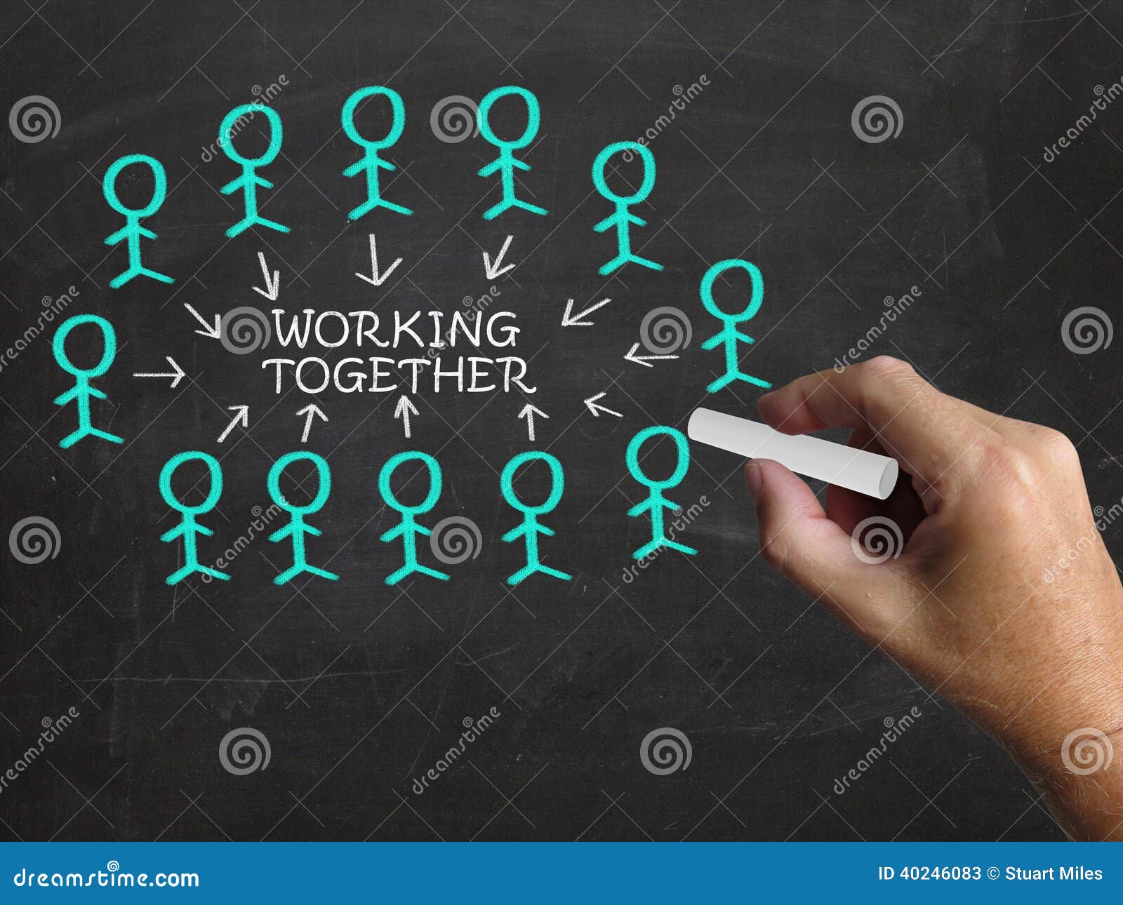 Trabalhar Junto No Quadro-negro Significa Ilustração Stock - Ilustração ...