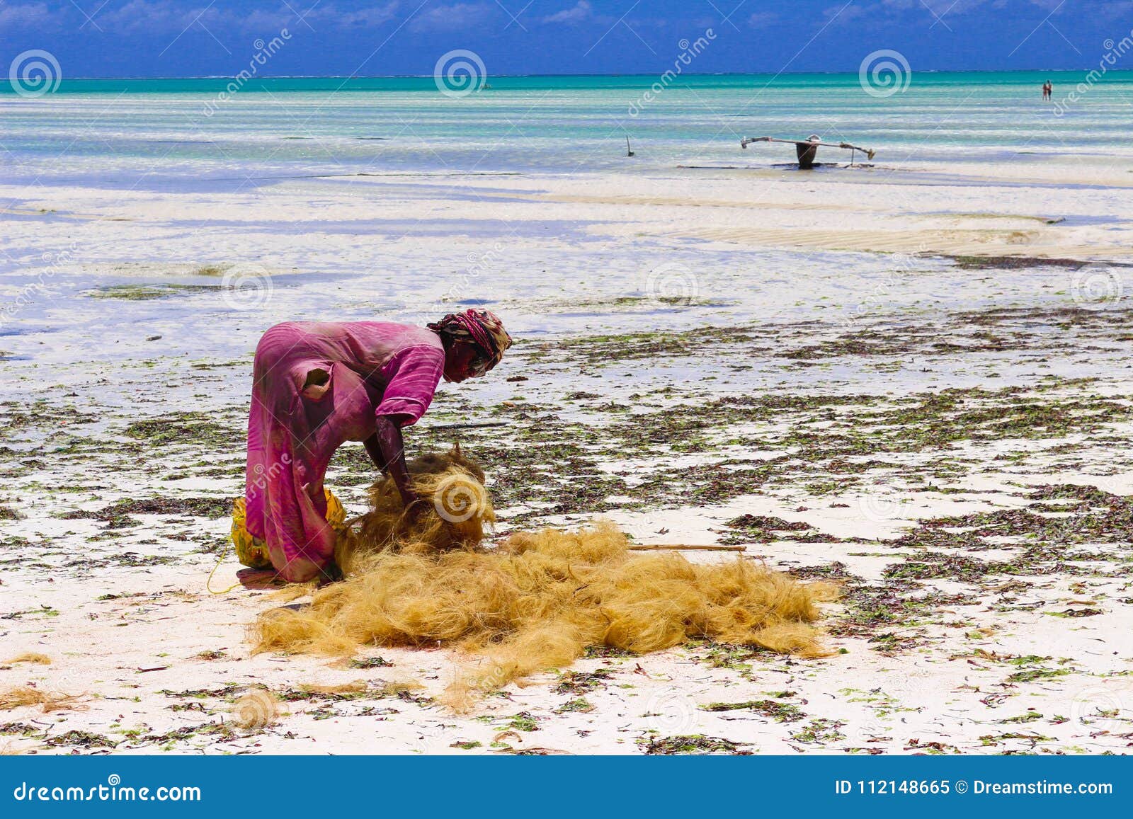 Trabalho Do Coco De Jambiani Zanzibar Imagem Editorial - Imagem de ...