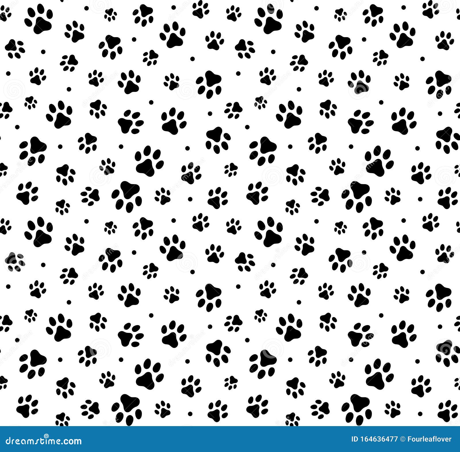 Trace Black Doodle Paw Prints Seamless Pattern Background Stock Vector ...