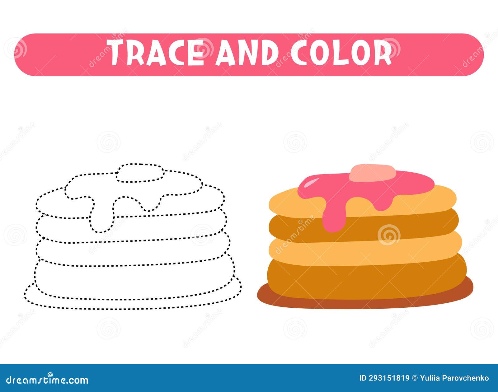 Trace and Color Cake. Worksheet for Kids Stock Vector - Illustration of ...
