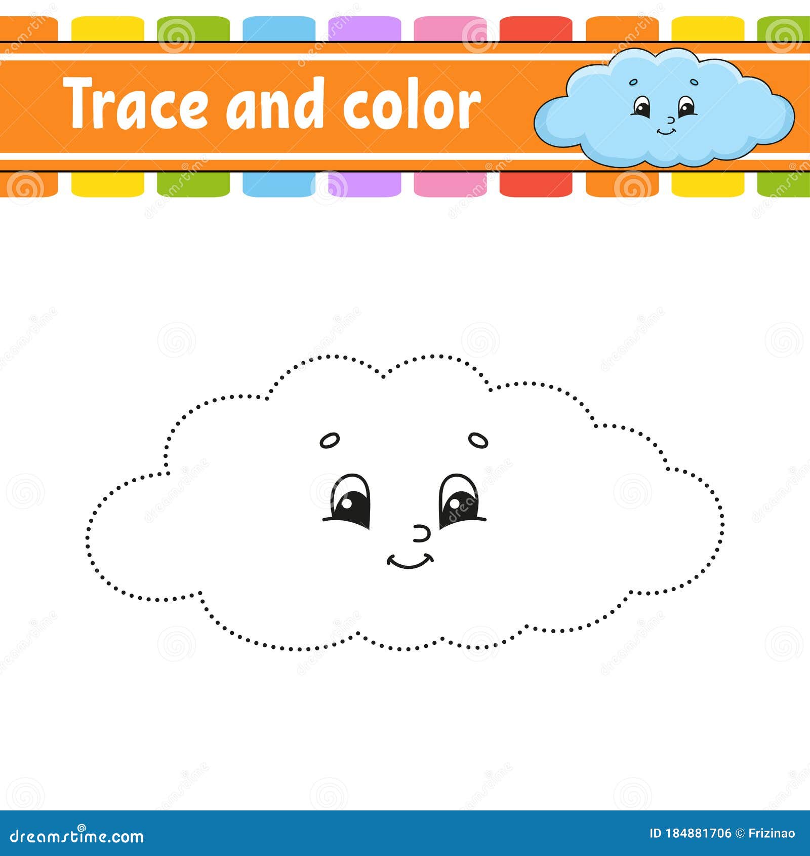 Trace and Color. Coloring Page for Kids. Handwriting Practice ...