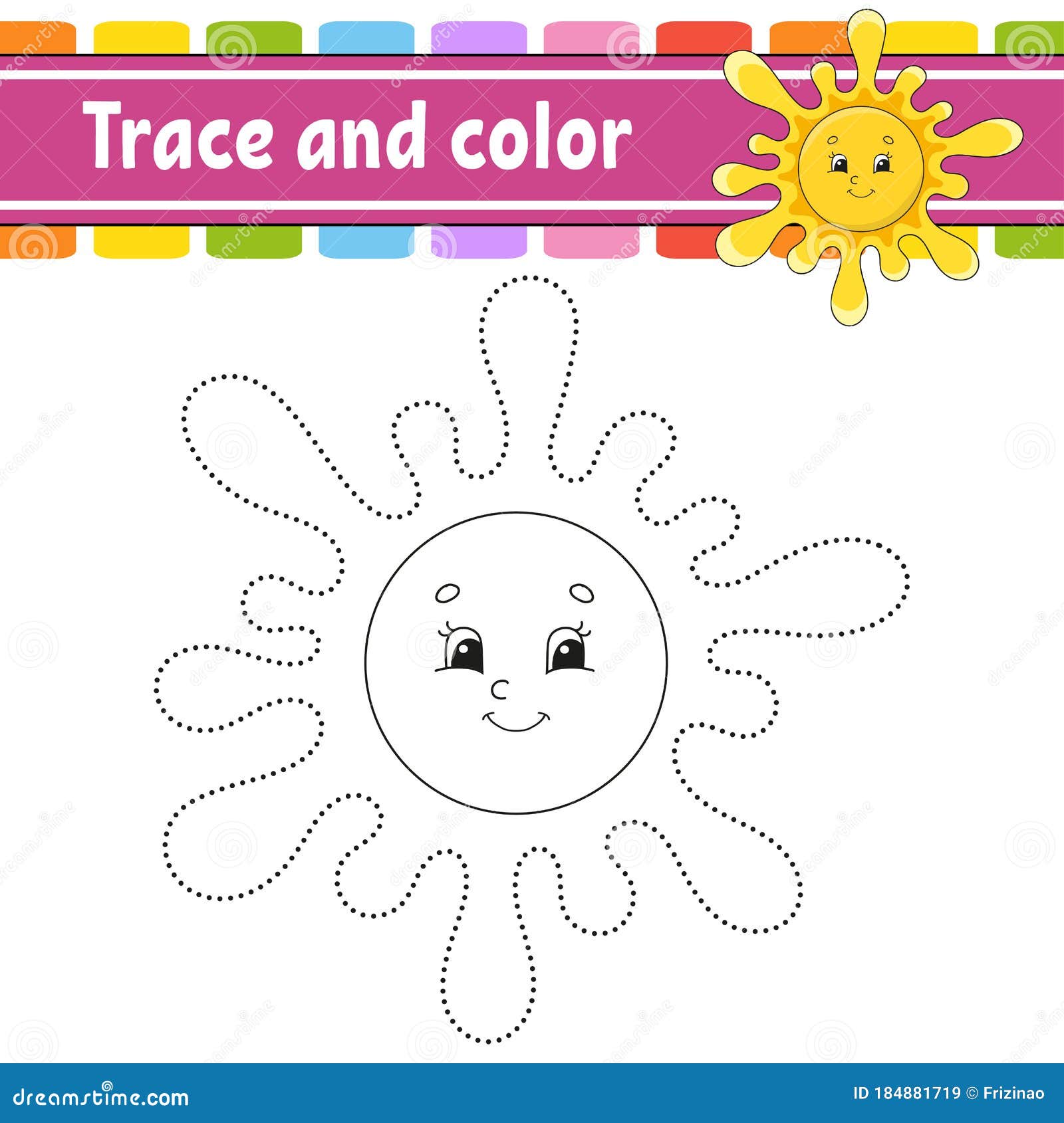 Trace and Color. Coloring Page for Kids. Handwriting Practice ...