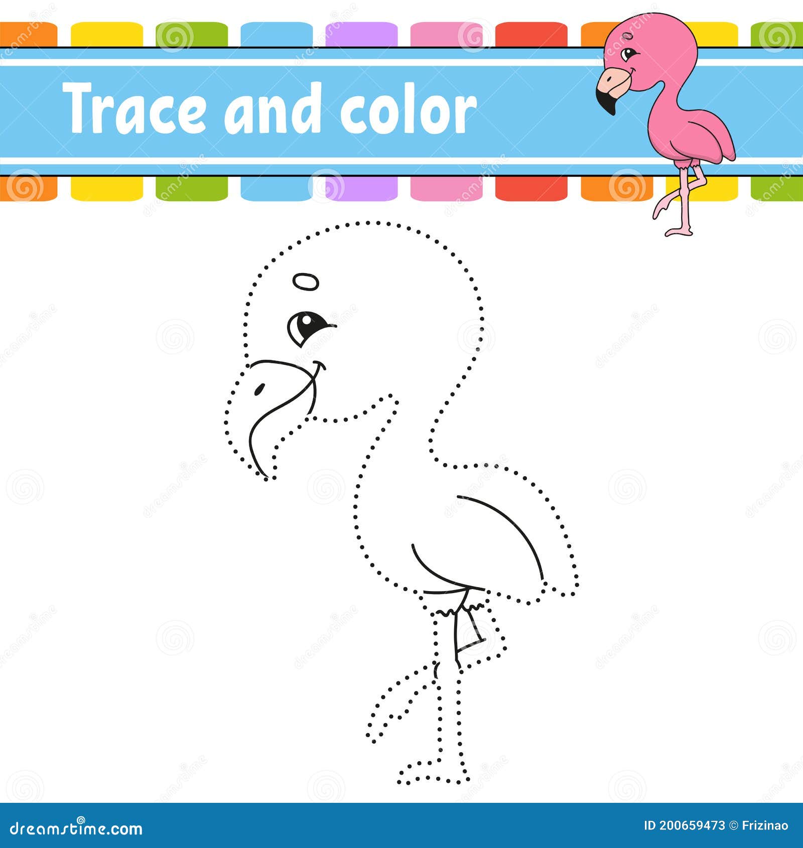 Trace and Color. Coloring Page for Kids. Handwriting Practice ...