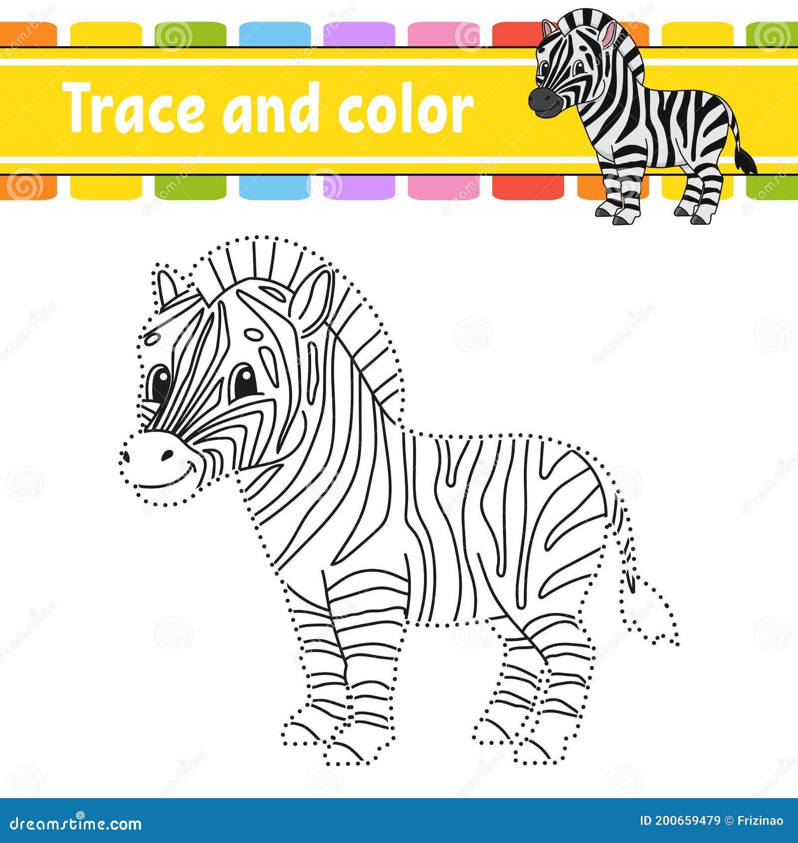 Trace and Color. Coloring Page for Kids. Handwriting Practice ...