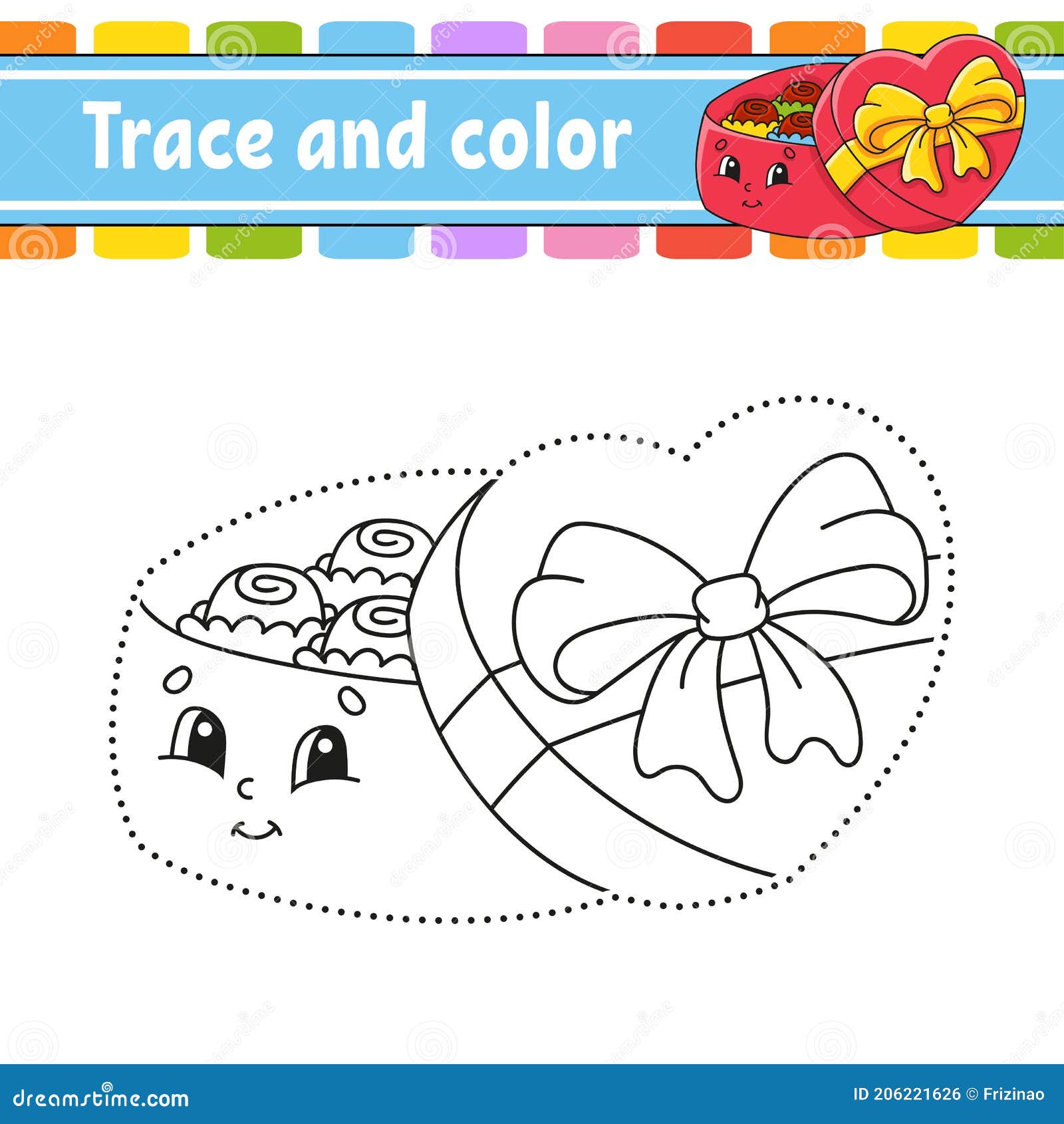 Trace and Color. Coloring Page for Kids. Handwriting Practice ...