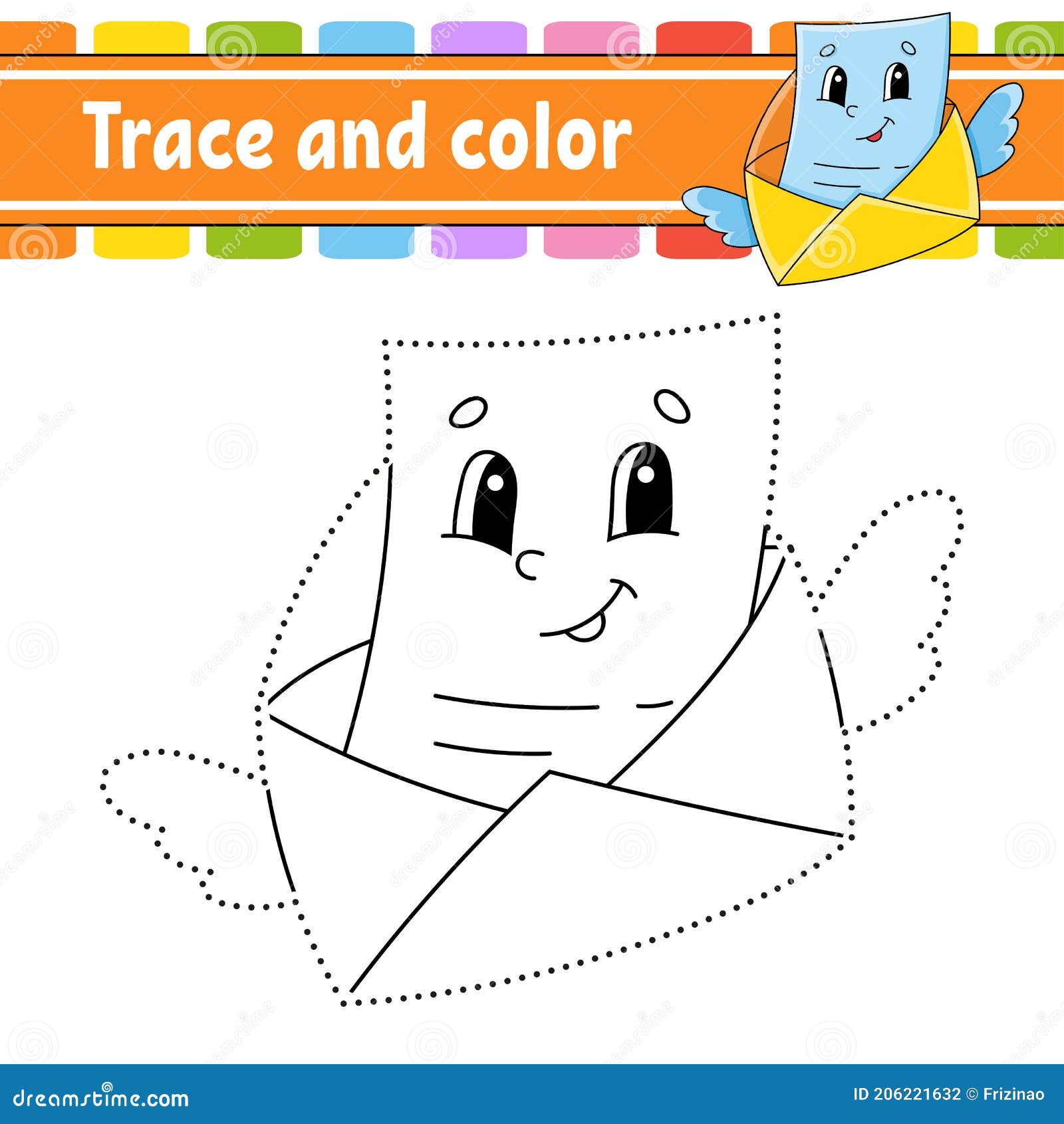 Trace and Color. Coloring Page for Kids. Handwriting Practice ...