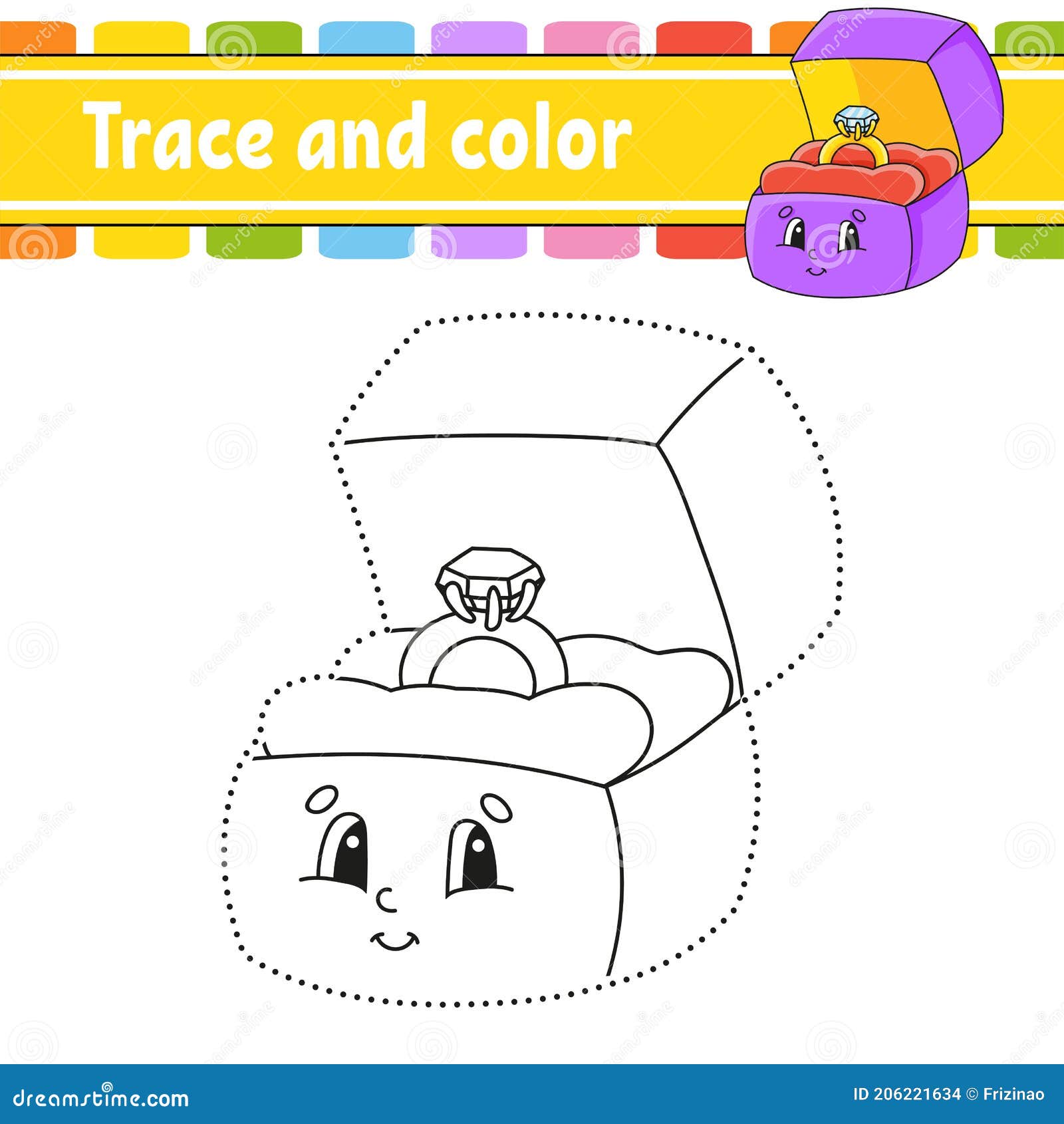 Trace and Color. Coloring Page for Kids. Handwriting Practice ...