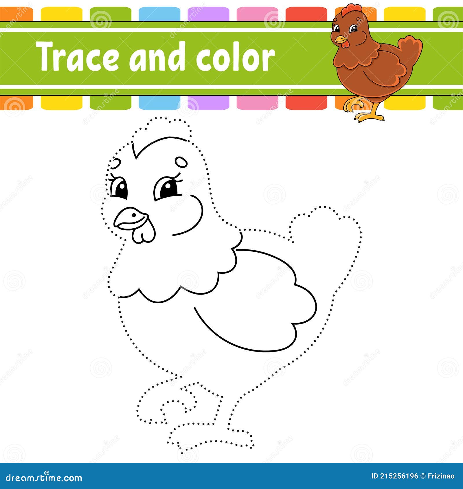 Trace and Color. Coloring Page for Kids. Handwriting Practice ...
