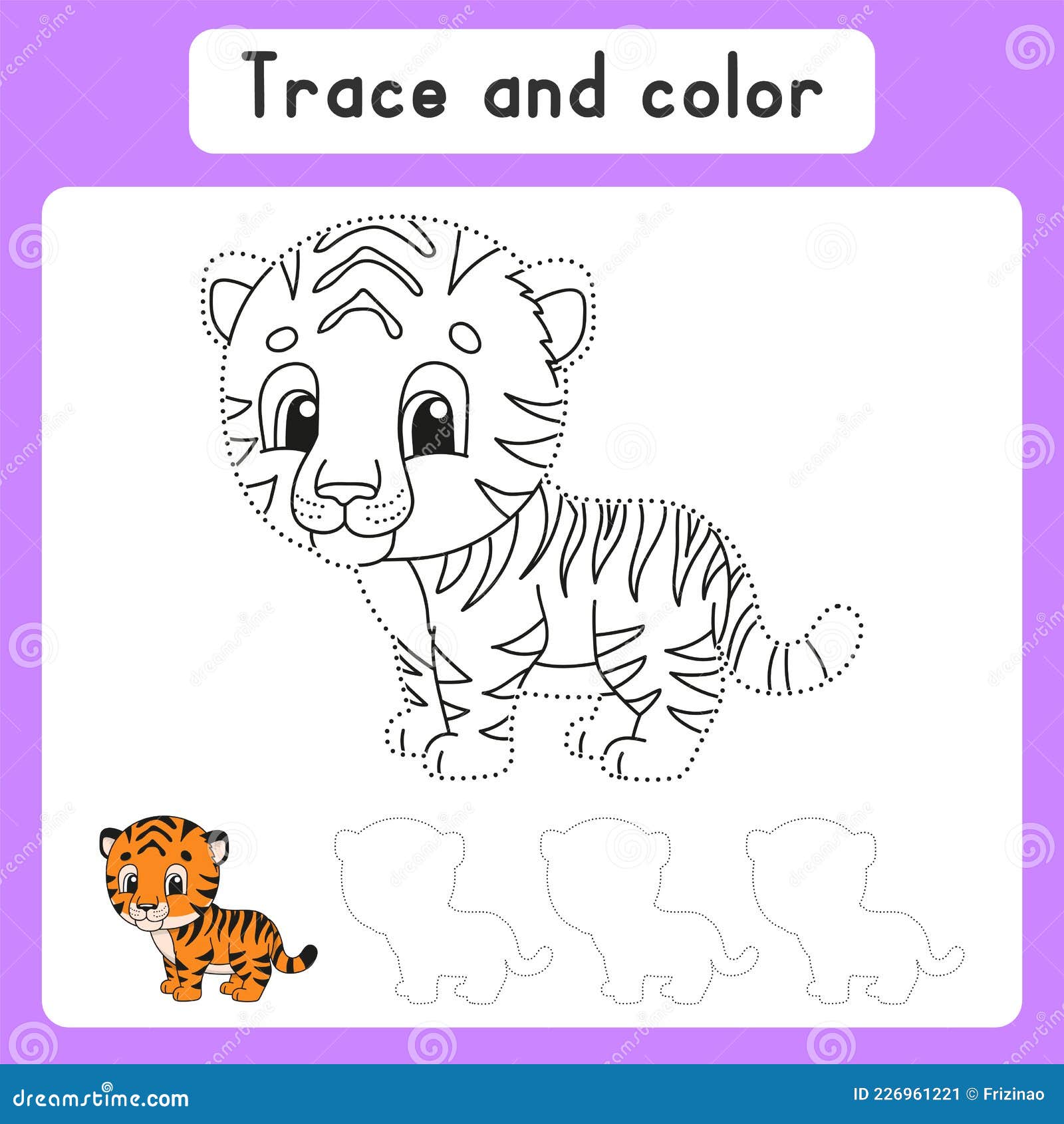 Trace and Color. Coloring Page for Kids. Handwriting Practice ...