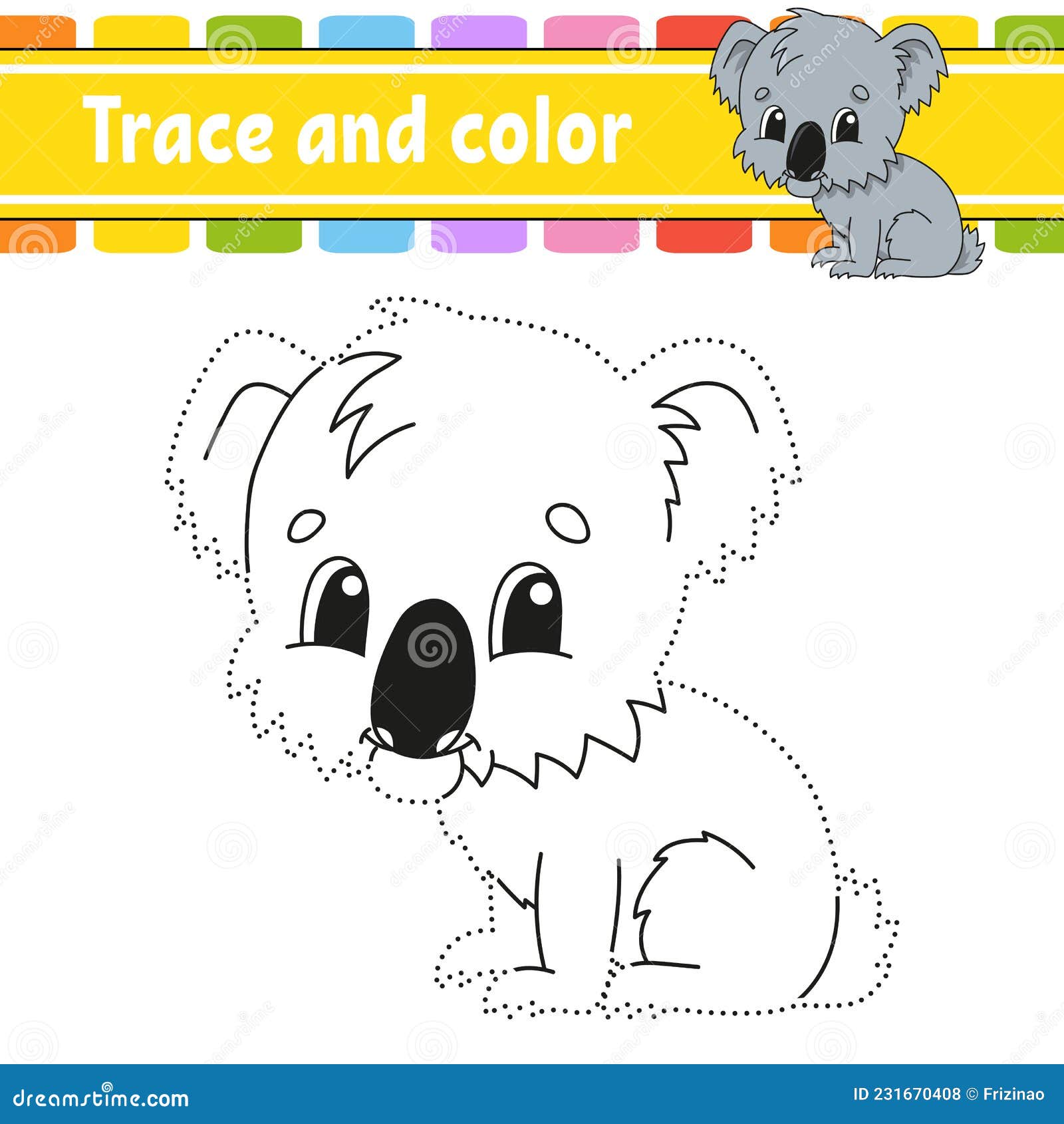 Trace and Color. Coloring Page for Kids. Handwriting Practice ...