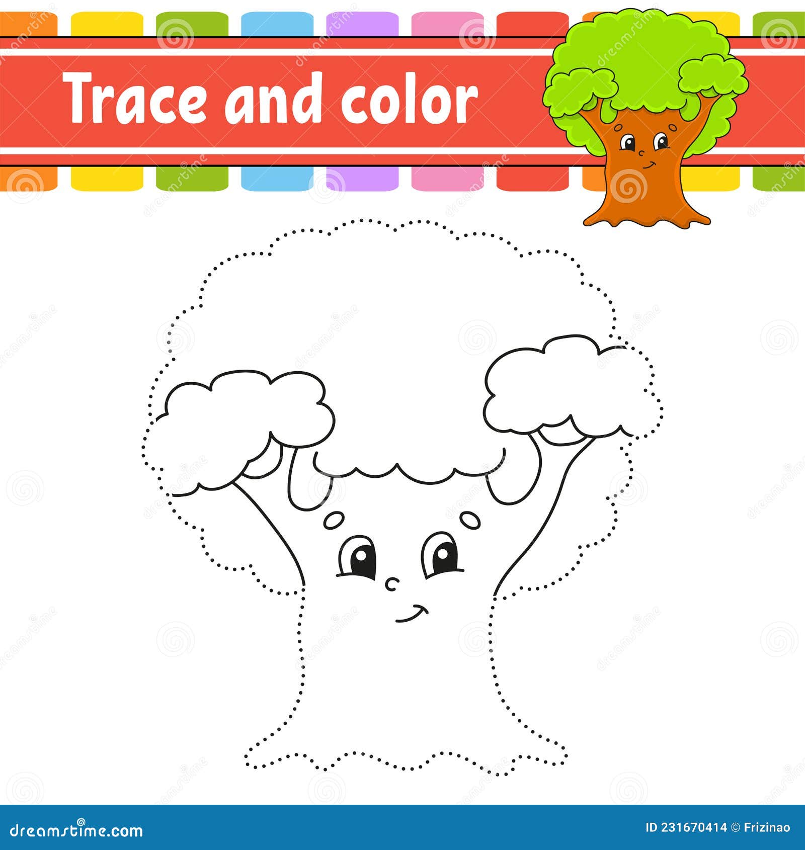 Trace and Color. Coloring Page for Kids. Handwriting Practice ...