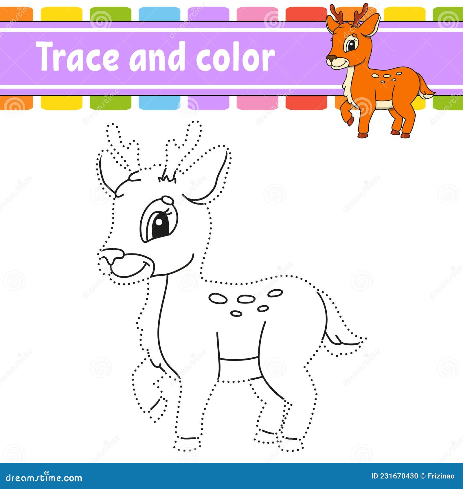 Trace and Color. Coloring Page for Kids. Handwriting Practice ...