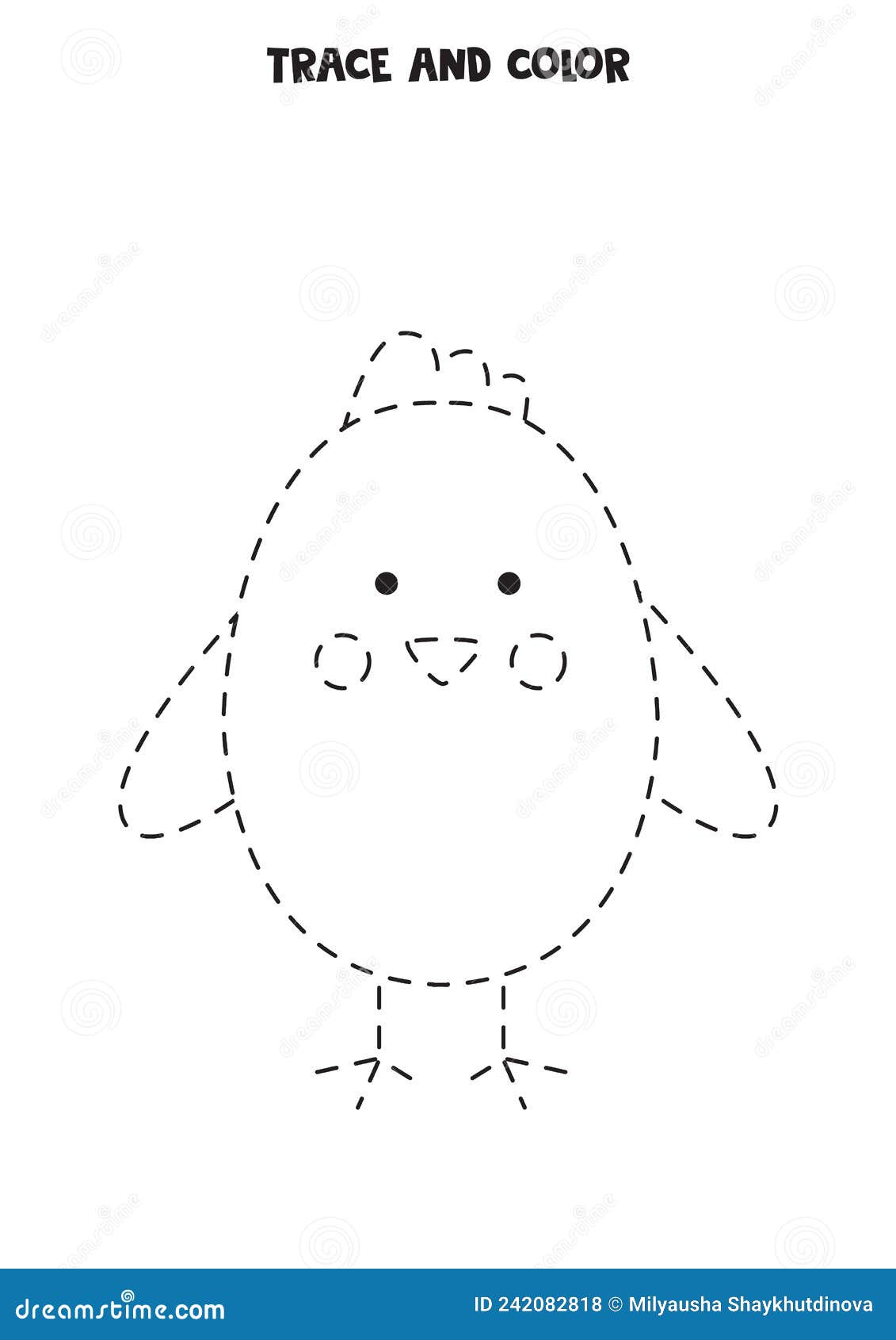 Trace and Color Cute Black and White Easter Chicken. Worksheet for ...