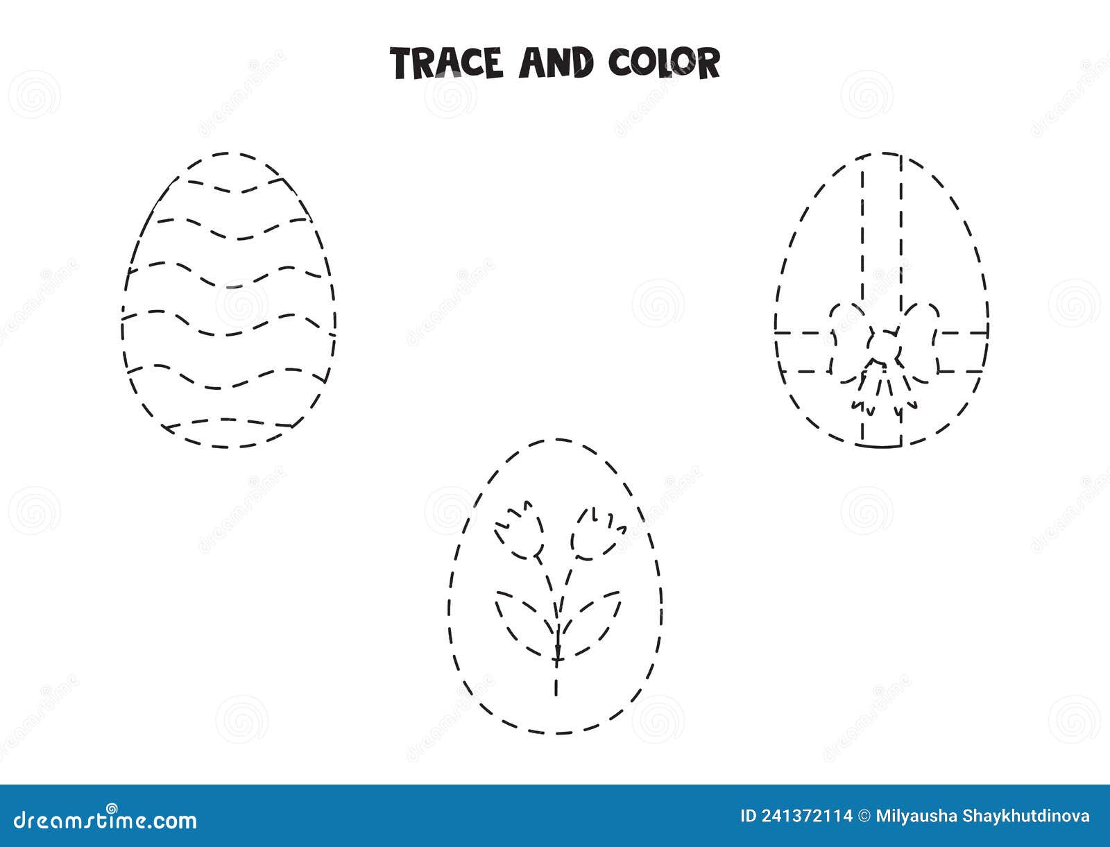 Trace and Color Easter Eggs. Worksheet for Children. Stock Vector ...
