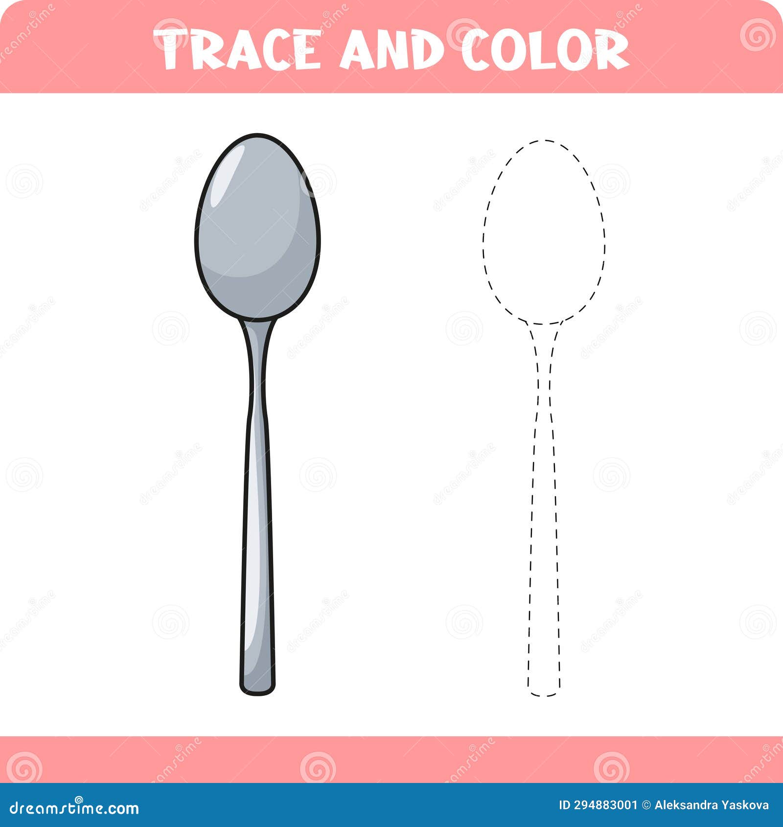 Trace and Color Educational Worksheet for Kids. Tracing Objects Stock ...