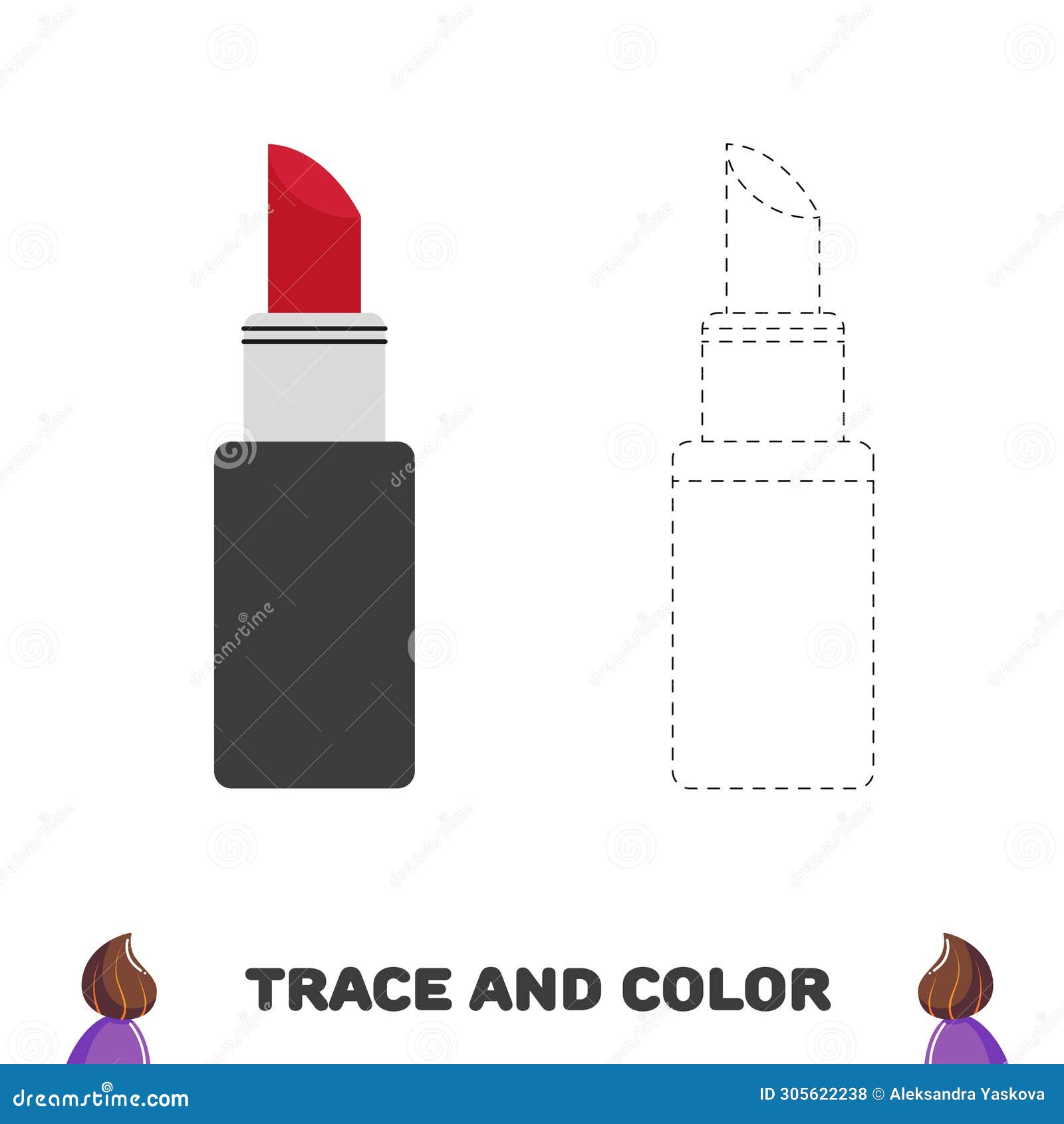 Trace and Color the Lipstick. Handwriting Practice for Kids ...