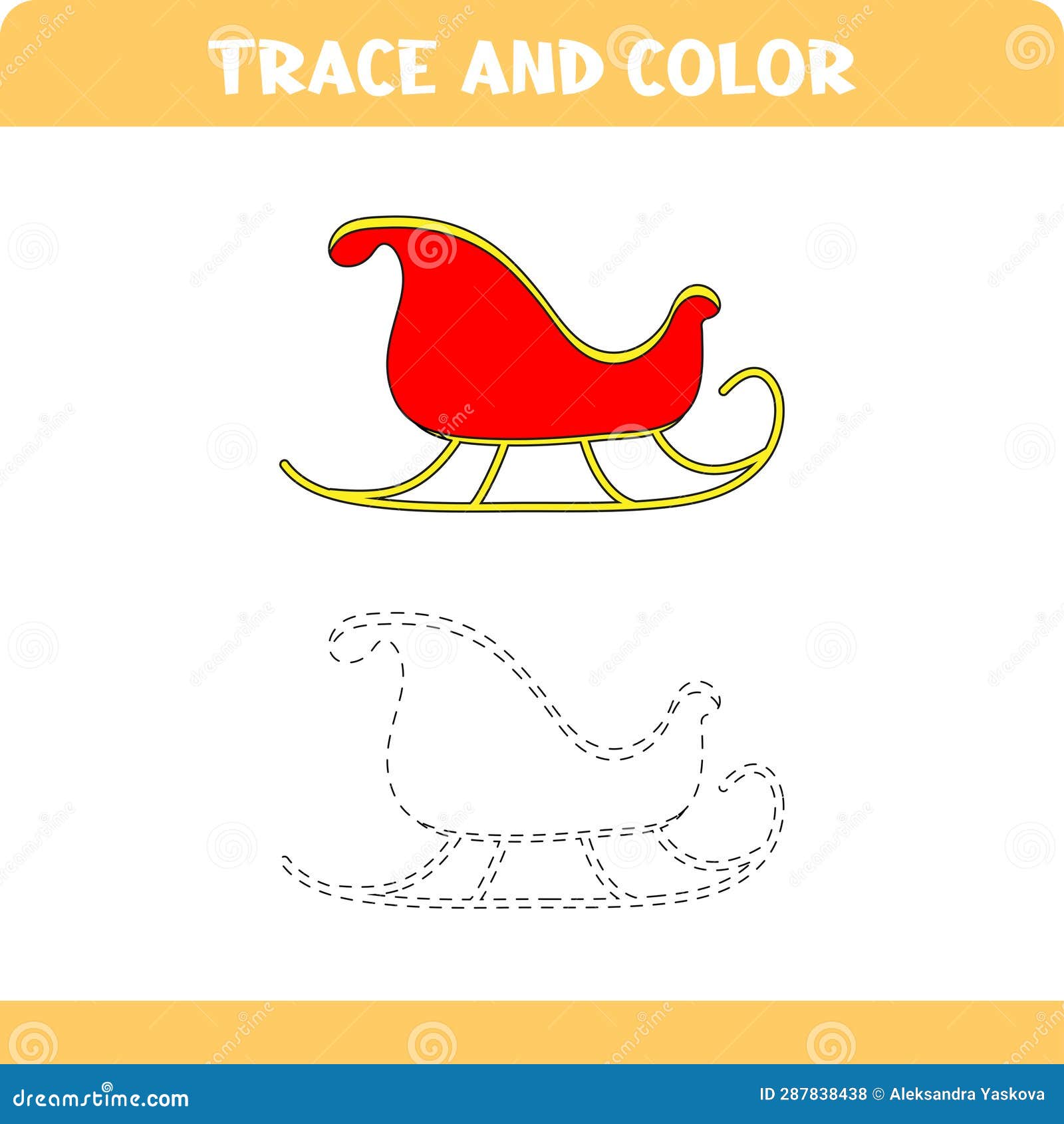 Trace and Color Objects. Sled Stock Vector - Illustration of printable ...