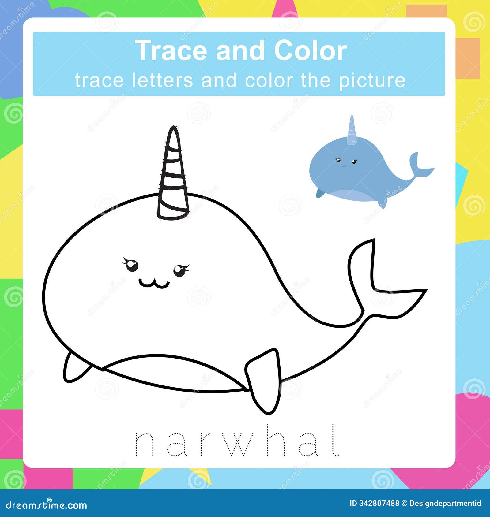 Trace and Color Worksheet. Education Developing Worksheet Stock ...