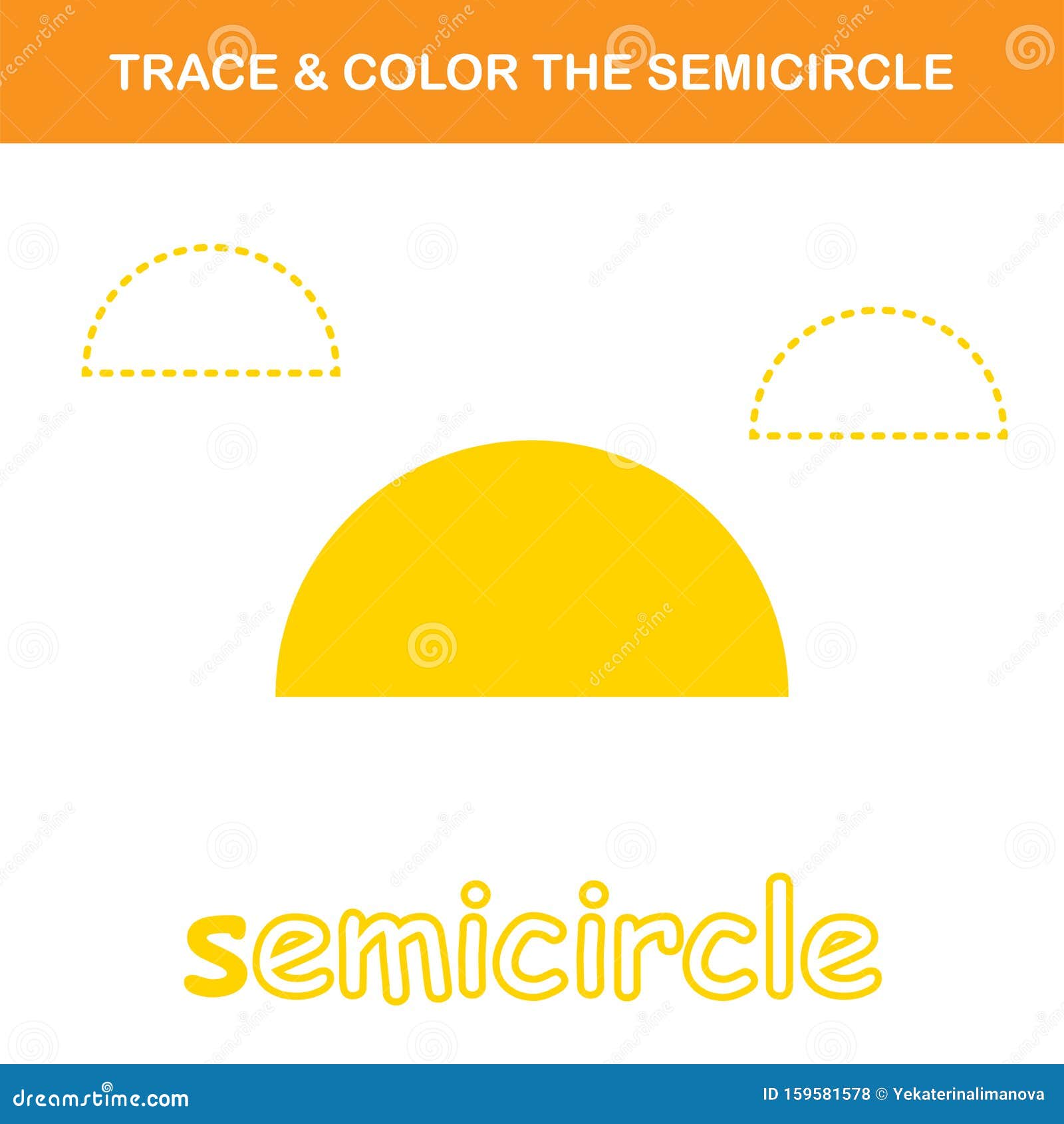 Trace & Color Worksheet Stock Vector - Illustration of basic, early ...