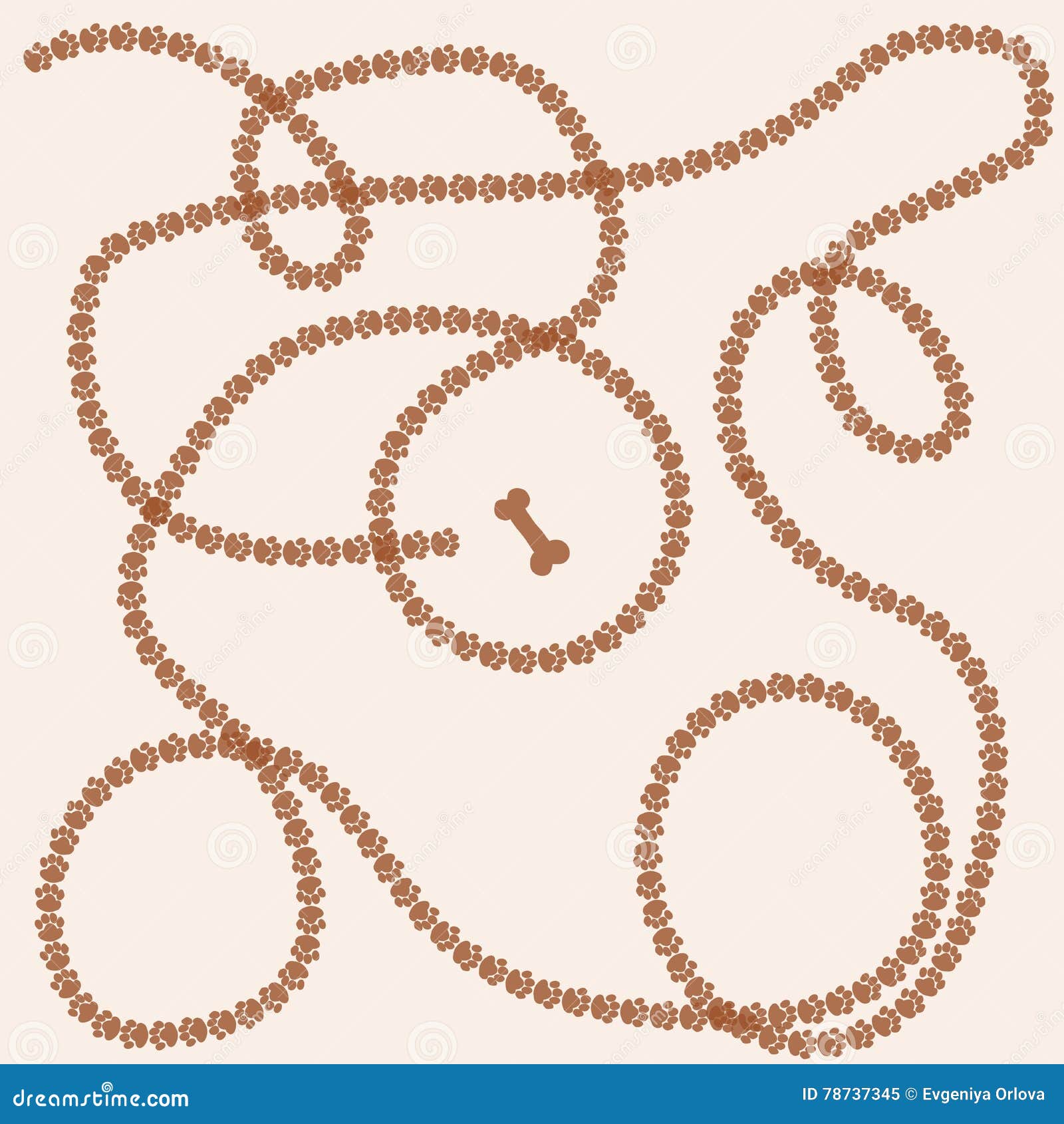 Trace of Dogs Leading To Dog Bones Stock Vector - Illustration of alone ...