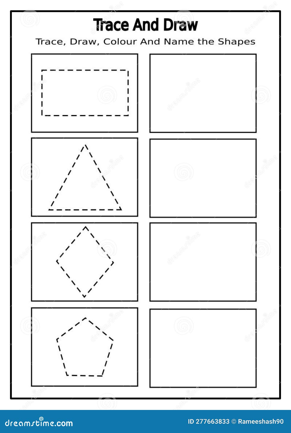Trace and Draw Activity for Kids Stock Illustration - Illustration of ...